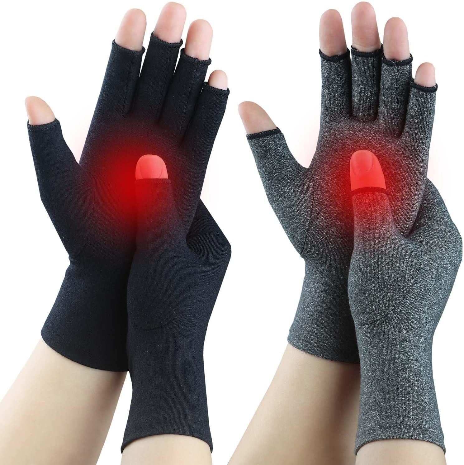 AIGIA 2 Pairs Fingerless Compression Gloves for Women Men Hand Thumb ...