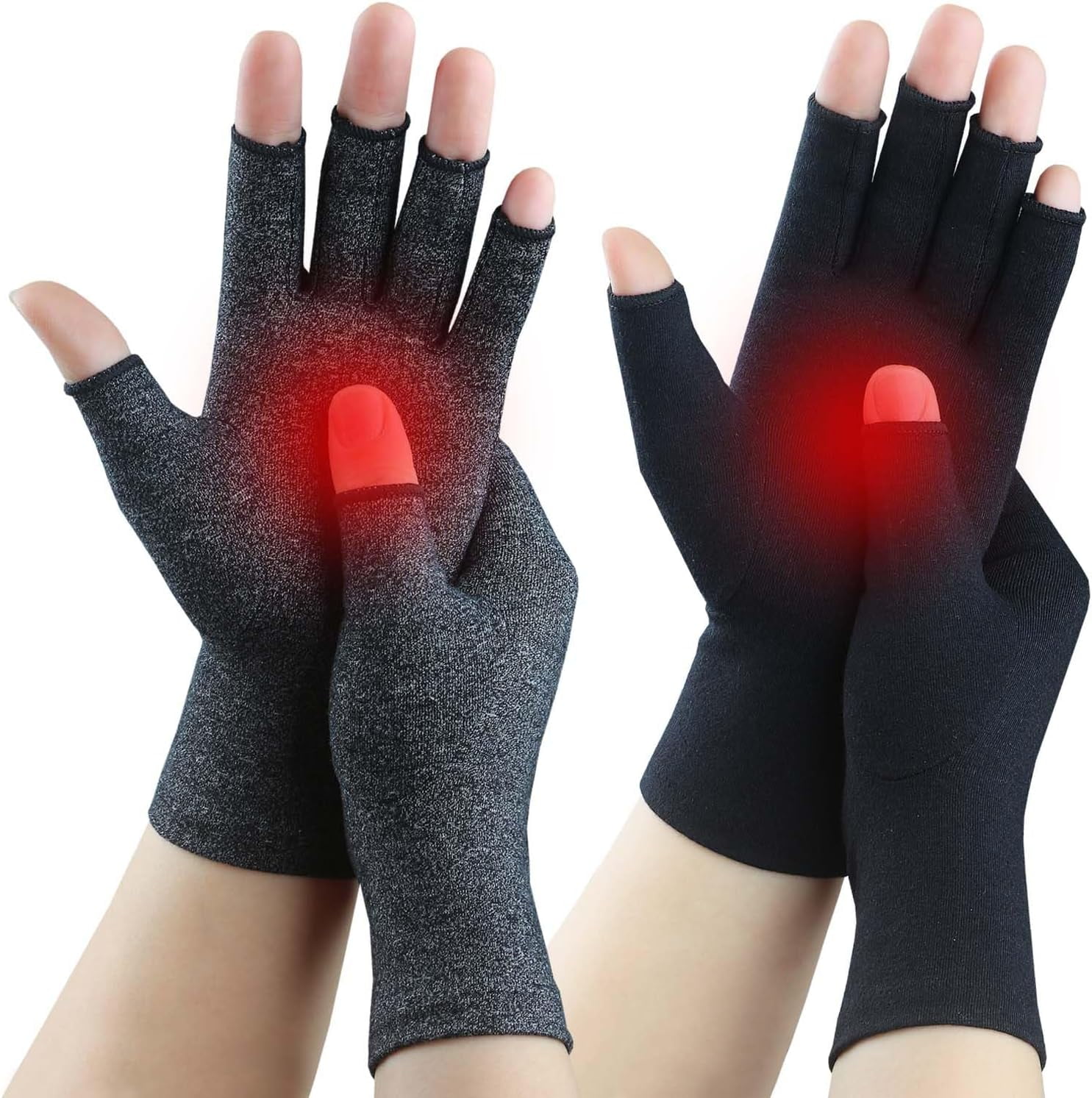 AIGIA 2 Pairs Fingerless Compression Gloves for Women Men Hand Thumb ...