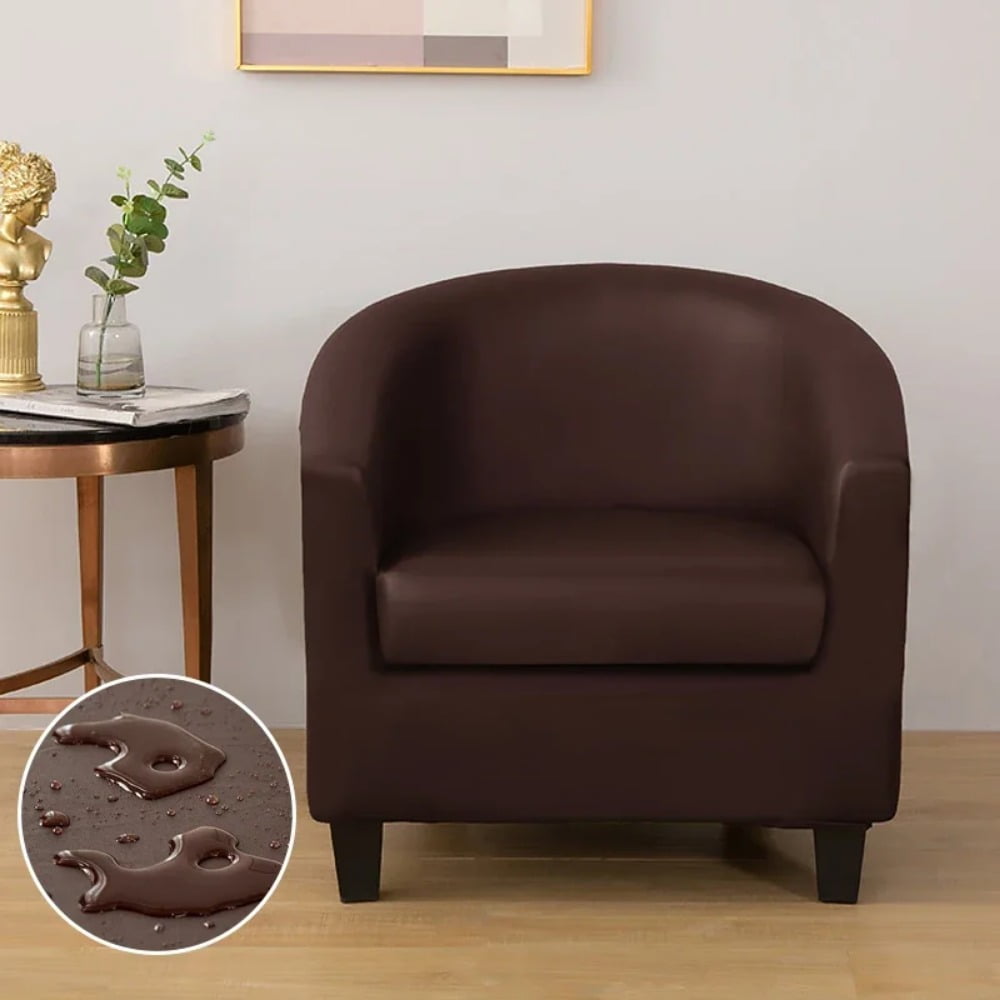 AIGIA 2 Piece Club Chair Slipcover Stretch Barrel Chair Covers PU ...