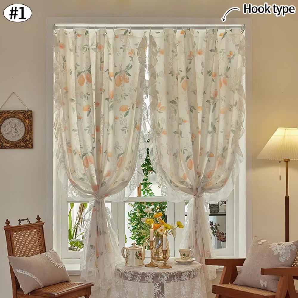 AIGIA 2 Piece Vintage Rustic Farm House Side Curtain Bedroom Floral ...
