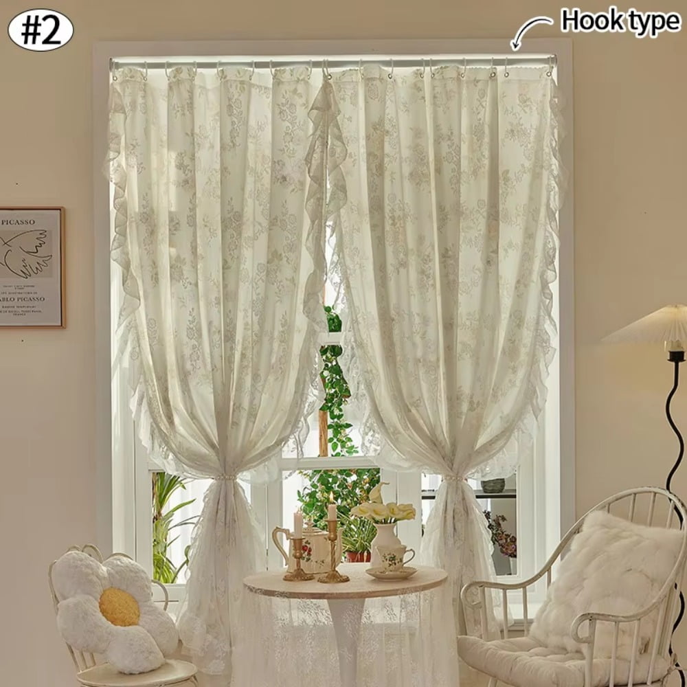 AIGIA 2 Piece Vintage Rustic Farm House Side Curtain Bedroom Floral ...