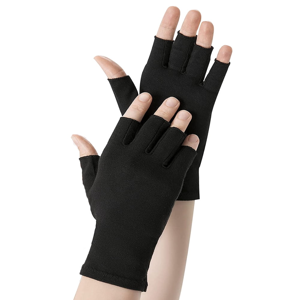 AIGIA 2Pairs Compression Gloves for Women Men Fingerless Hand ...
