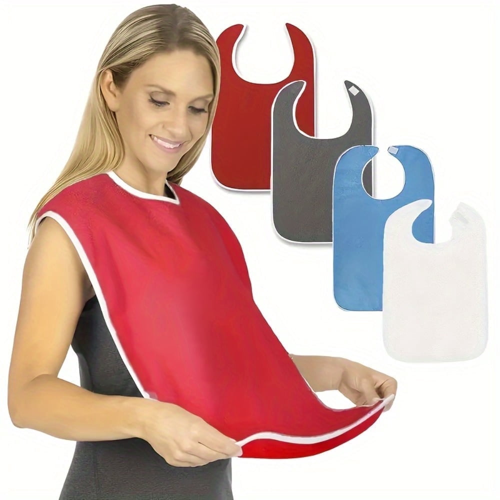 AIGIA 4 Pack Unisex Adult Bibs for Elderly Women Men Waterproof Bib for ...