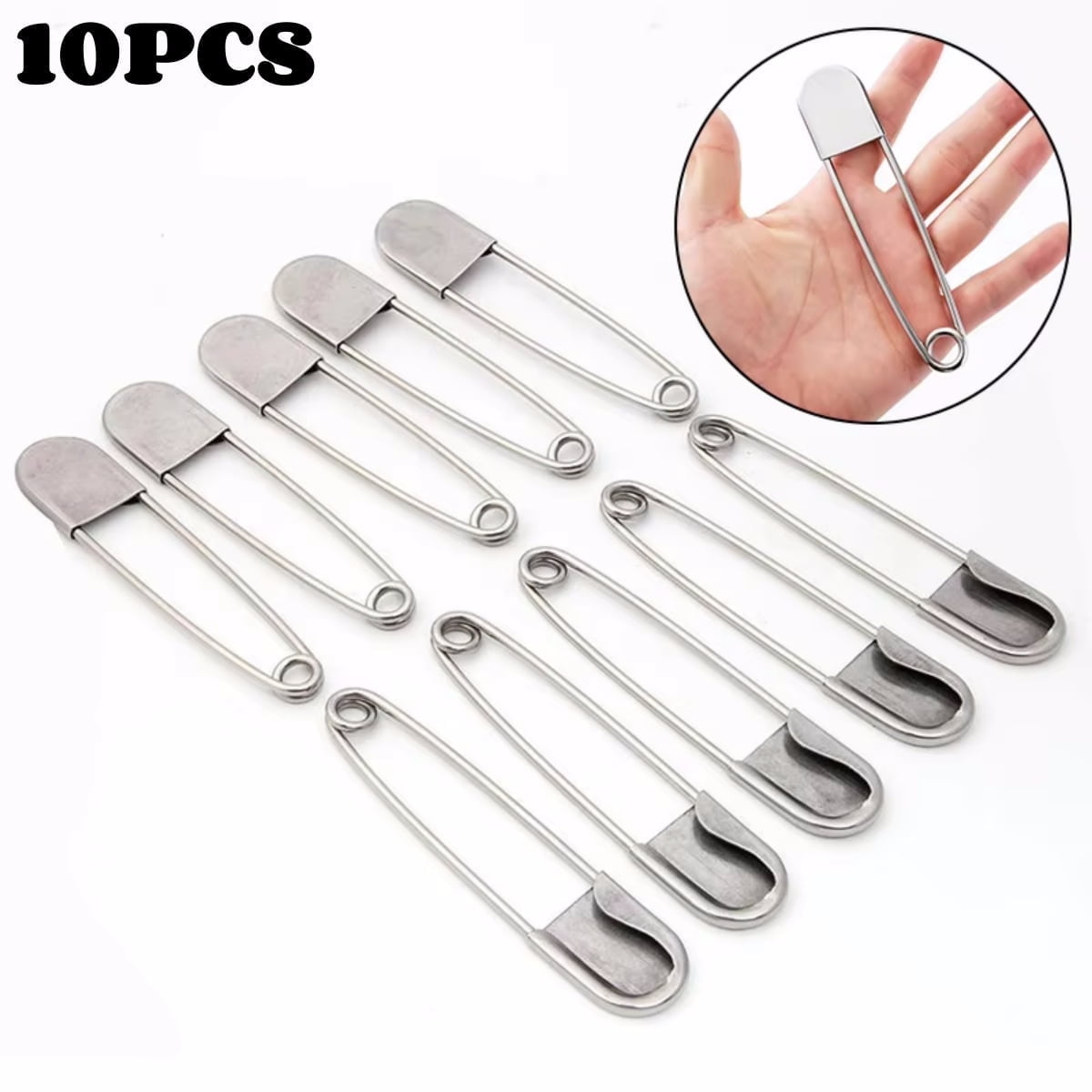 AIGIA 5 Inch Large Safety Pins for Clothes Big Safety Pins Heavy Giant Safety Pin for Fashion ...