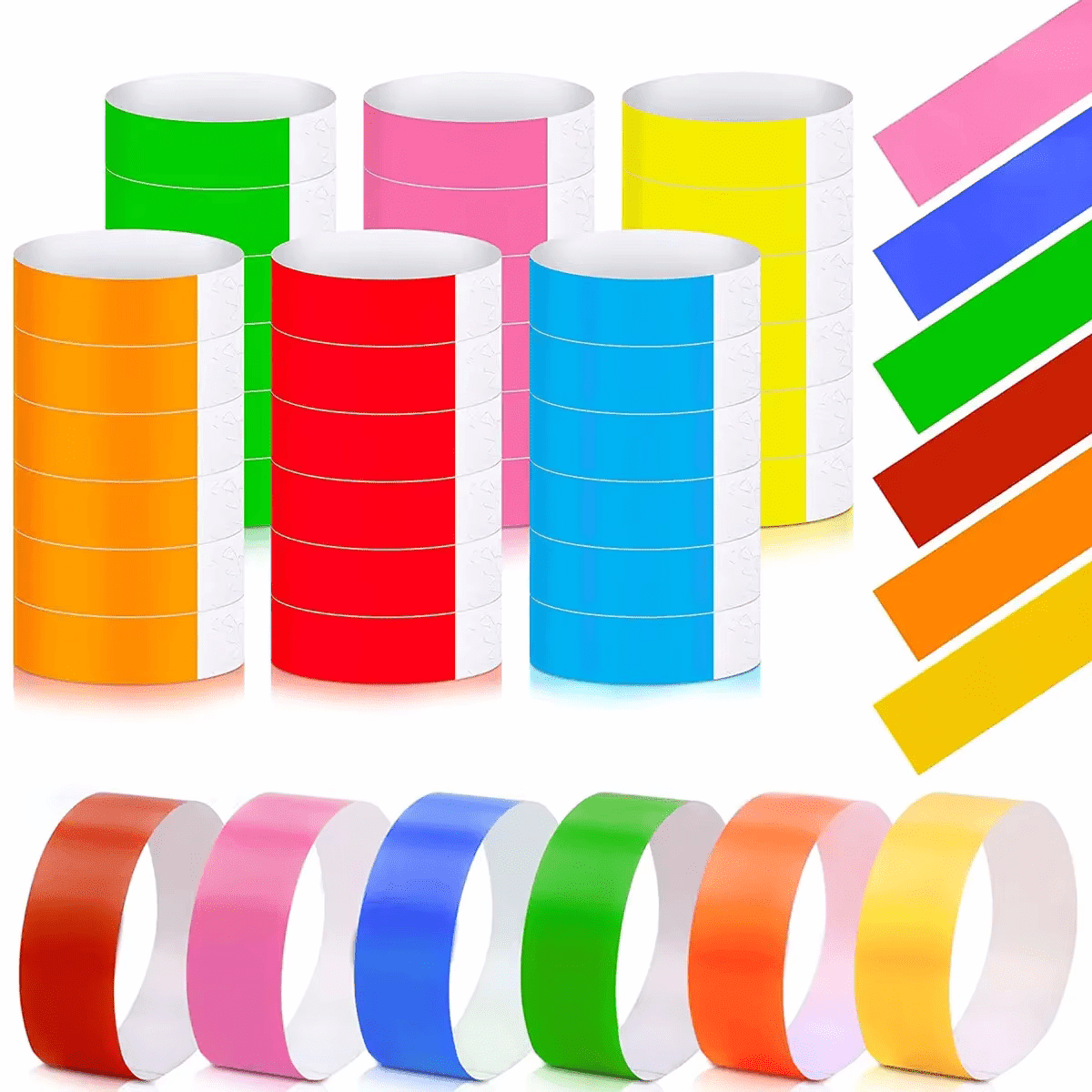 AIGIA 600Pcs Paper Wristbands for Events Neon Wrist Bands Waterproof ...