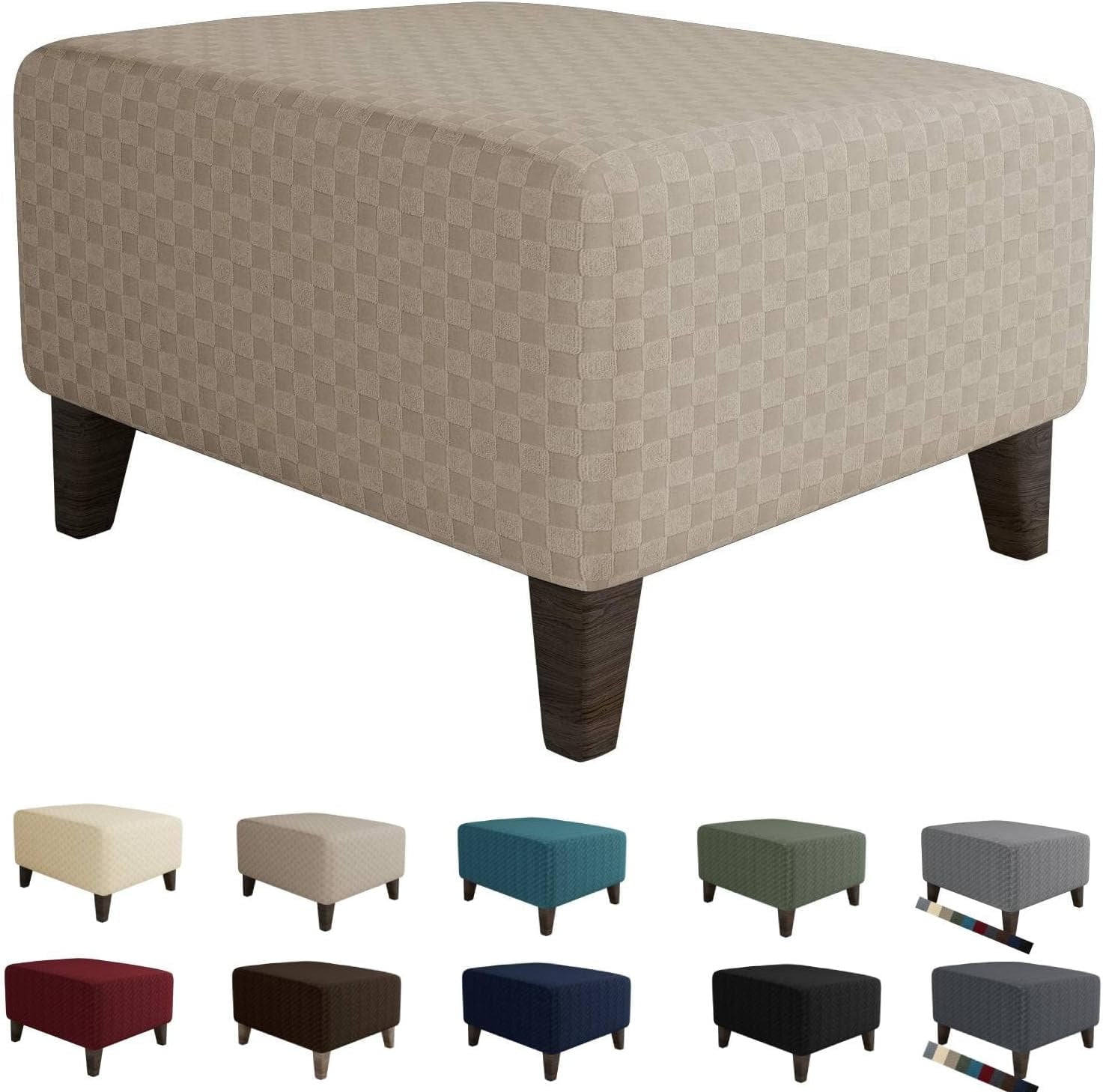 AIGIA Jacquard Ottoman Cover Slipcovers Folding Storage Stool Soft ...