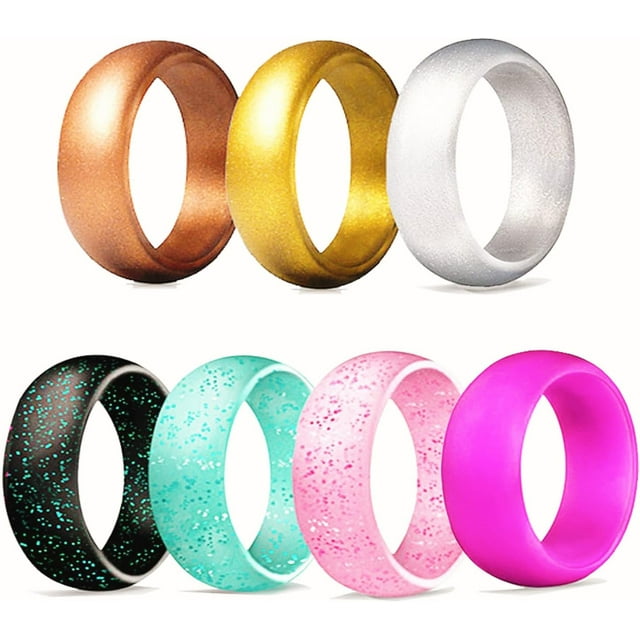 AIGIA Silicone Rubber Wedding Ring for Women Thin Stackable Rubber ...
