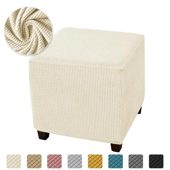 AIGIA Square Ottoman Cover Stretch Ottoman Slipcovers Elastic Foot ...