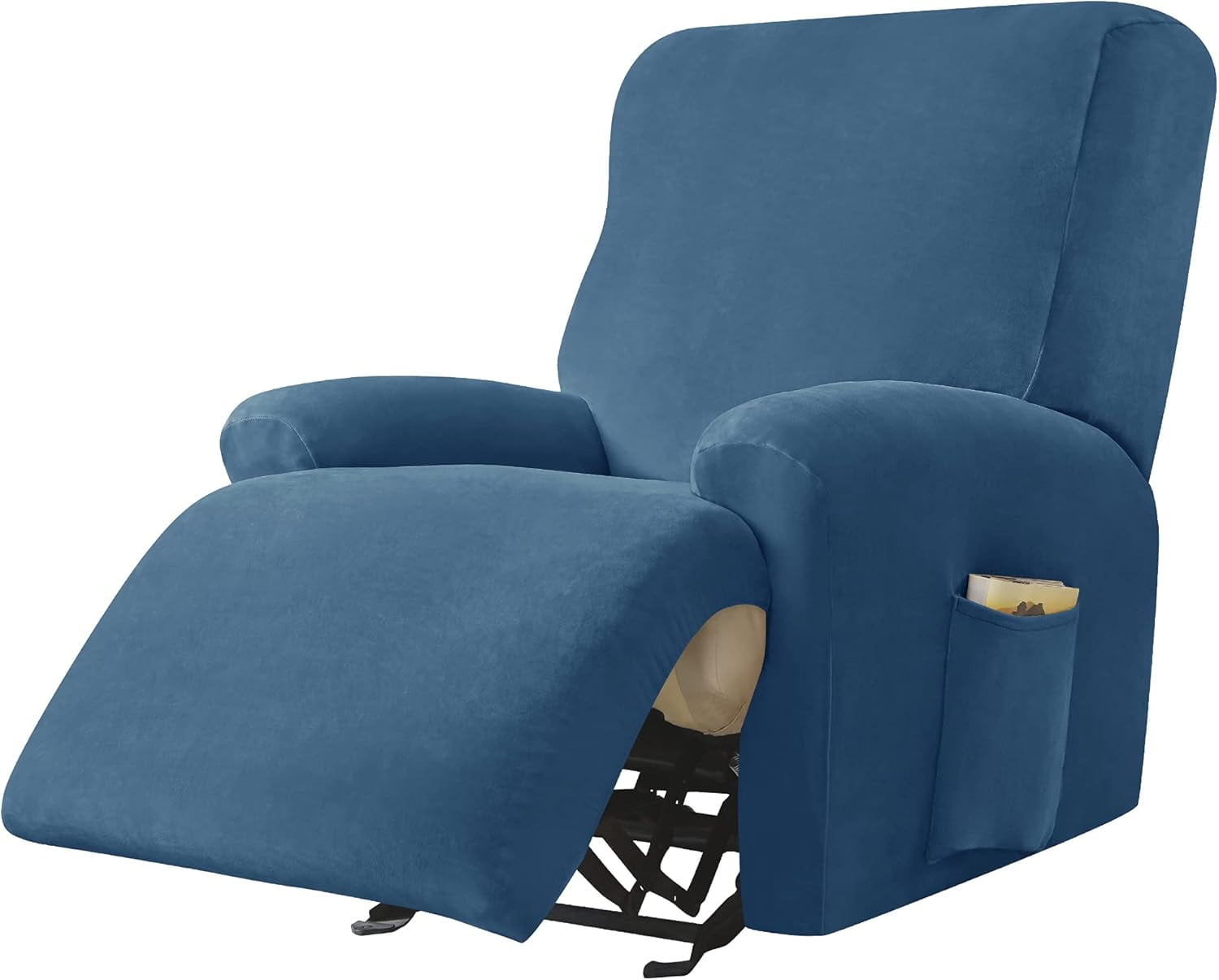 AIGIA Stretch Recliner Covers, 4-Piece Ultra Soft Velvet Recliner Chair ...