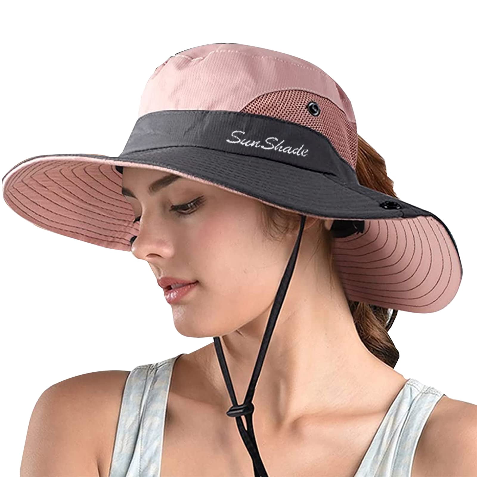 AIGIA Summer Sun Hat Beach Hat Wide Brim for Women Men Outdoor UV ...