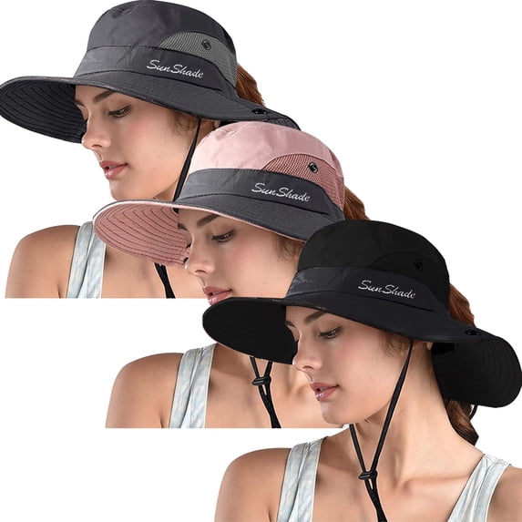 AIGIA Summer Sun Hat Beach Hat Wide Brim for Women Men Outdoor UV ...