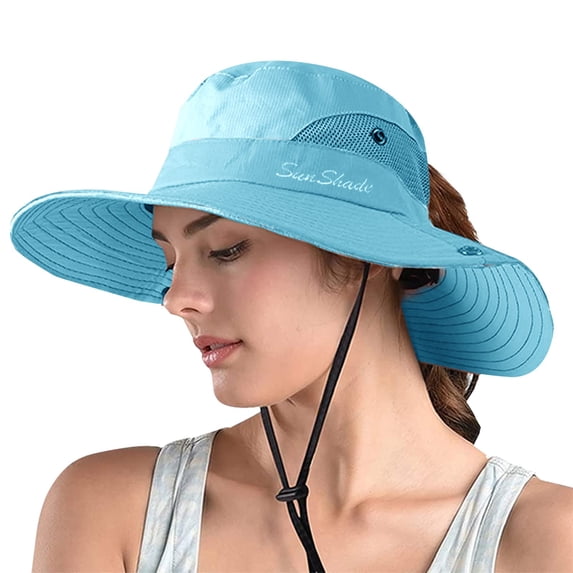 AIGIA Summer Sun Hat Beach Hat Wide Brim for Women Men Outdoor UV ...
