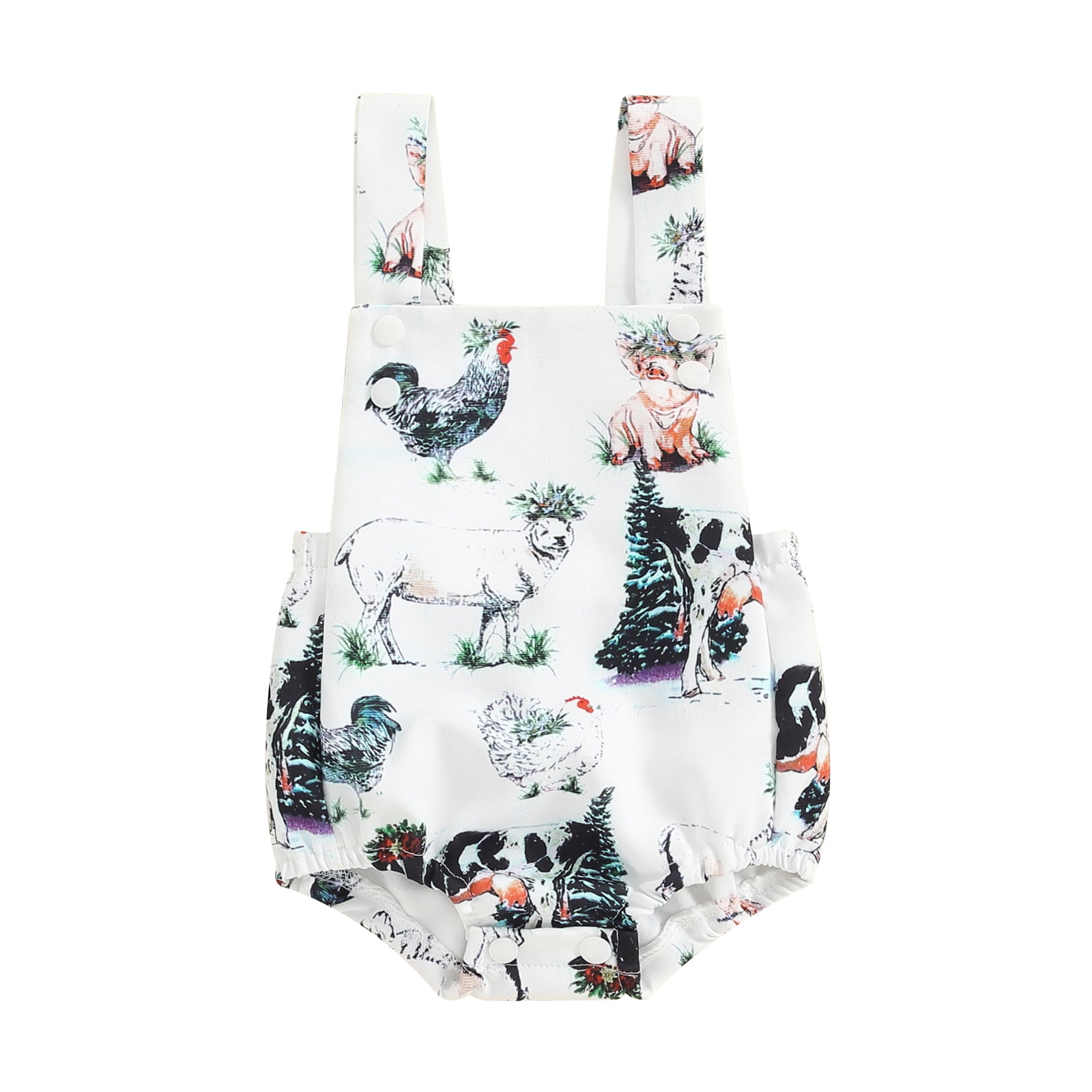 AIGUR Baby Clothes Baby Romper Sleeveless Farm Animal Print Rompers Newborn Summer Outfit ...