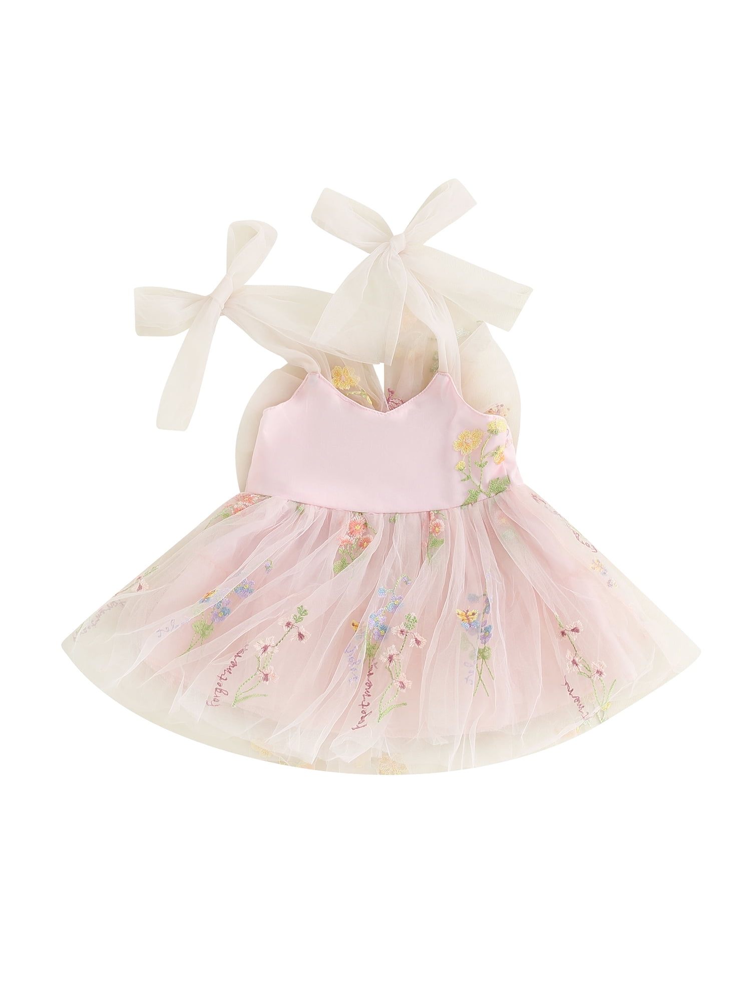 AIGUR Baby Girl Princess Dress Sleeveless Floral Embroidery Bowknot Tulle Dress Birthday Girl ...