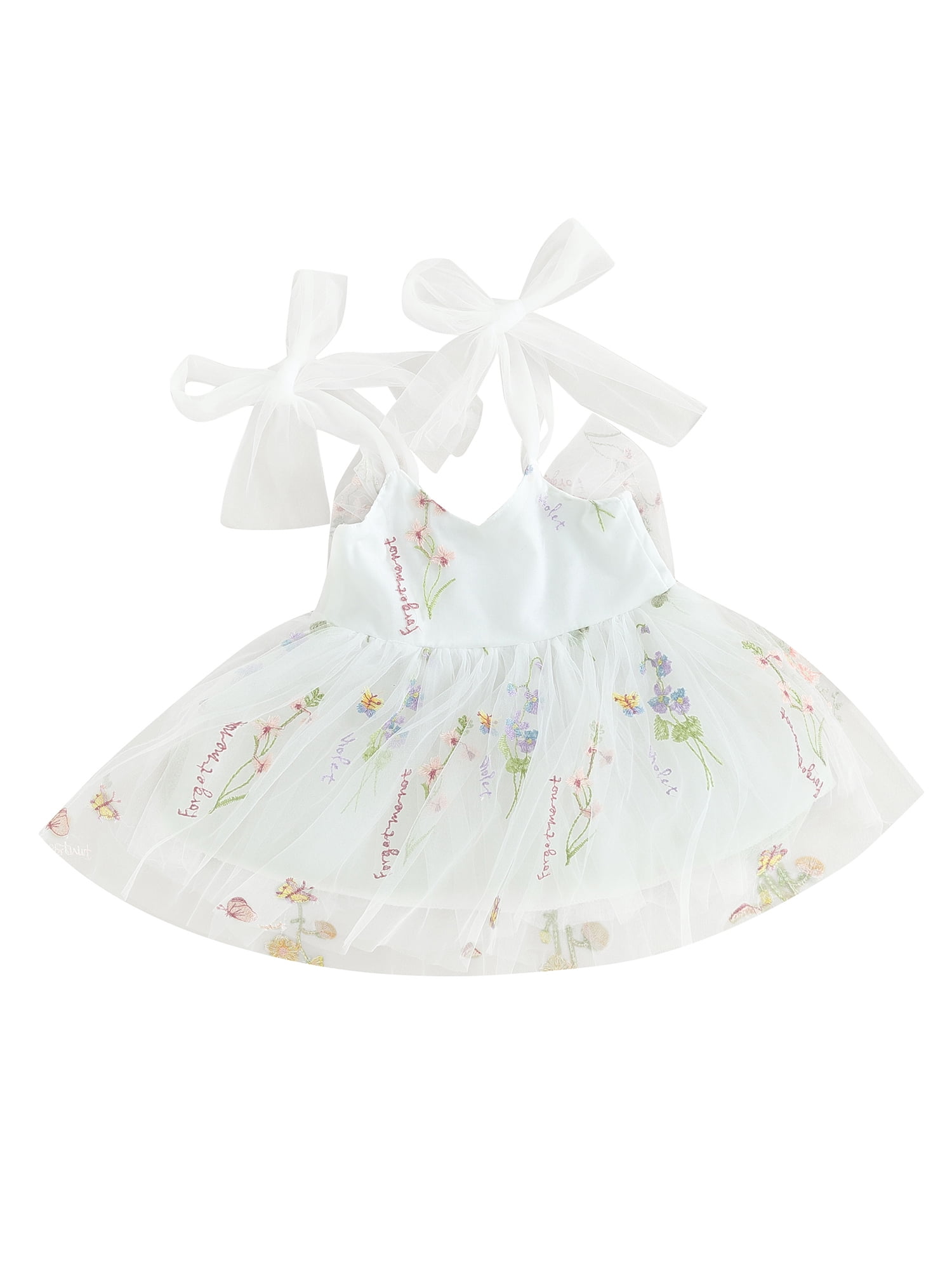 AIGUR Baby Girl Princess Dress Sleeveless Floral Embroidery Bowknot ...