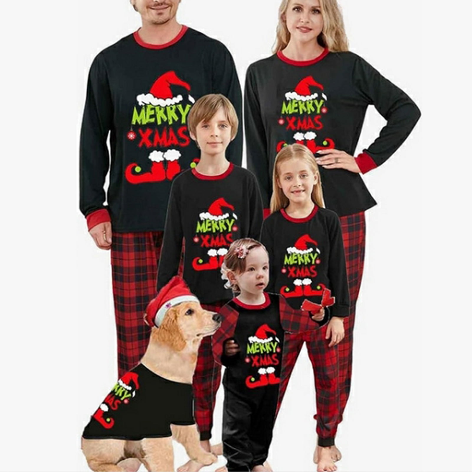 Argulvti Christmas Family Pajamas Matching Set,Polyester Long Sleeve ...