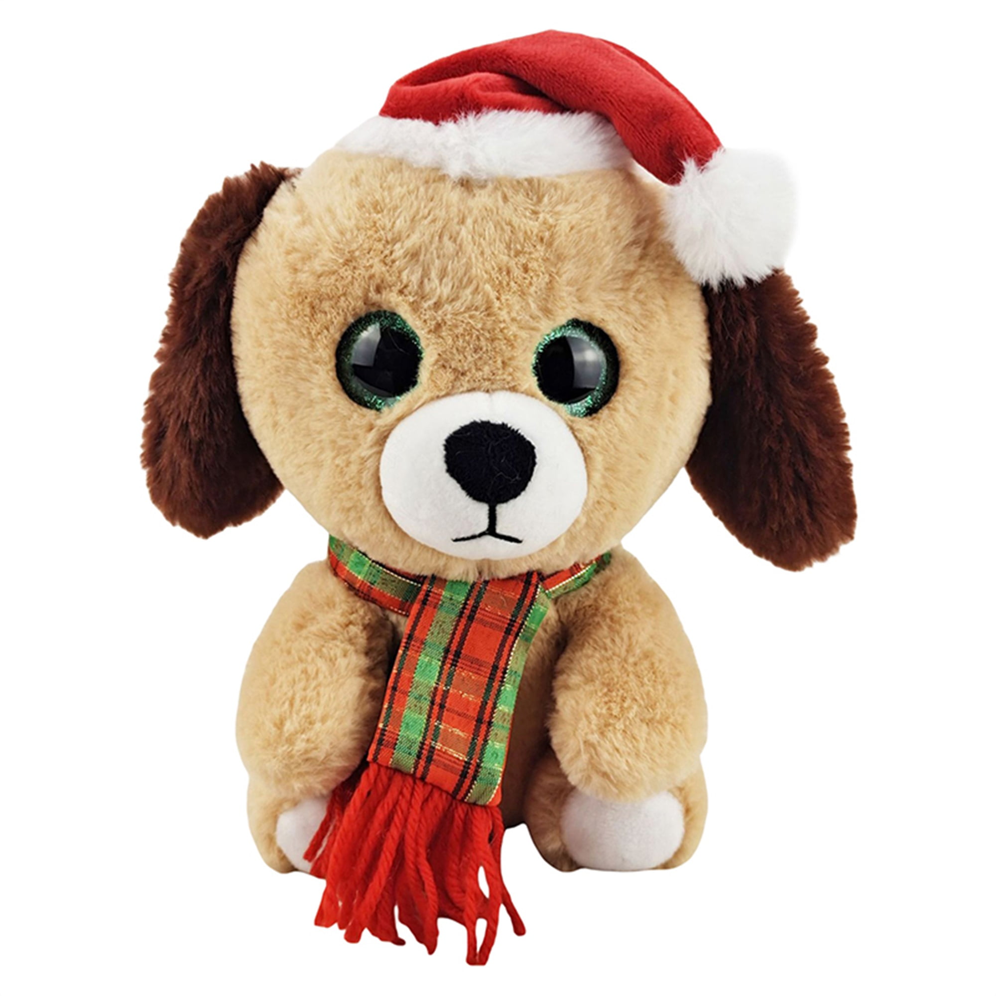 AIGUR Cute Christmas Dog Plush Toy Soft Stuffed Animal Cartoon Dog Dolls with Santa Hat and ...