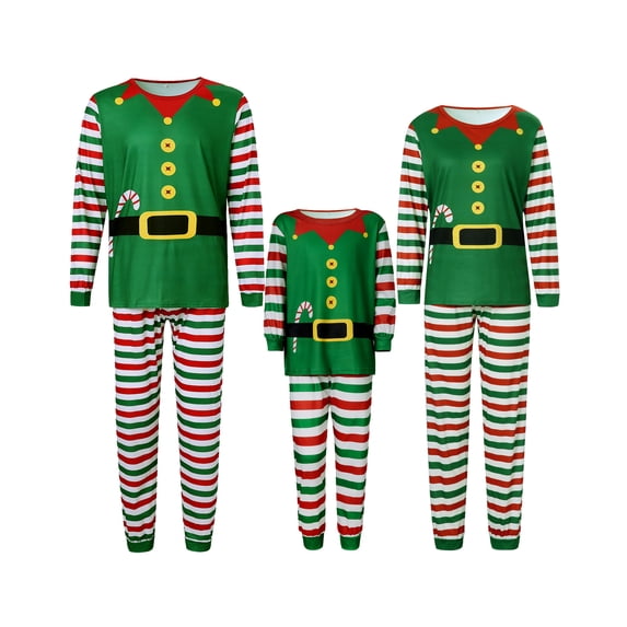 AIGUR Family Matching Christmas Pajama Set, Long Sleeve Round Neck Tops ...