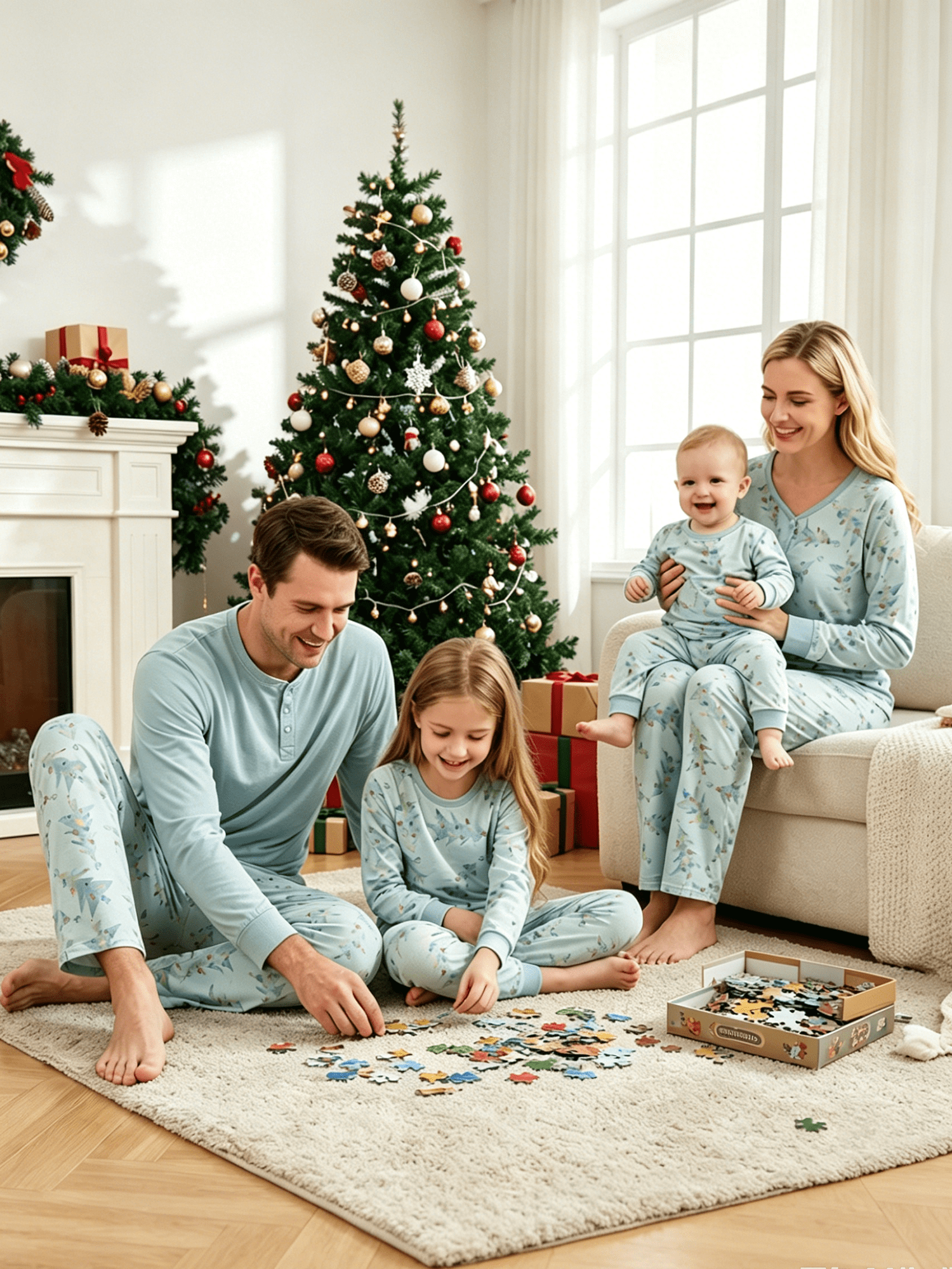 AIGUR Family Matching Christmas Pajamas, Tree Print Solid PJs Sets with ...