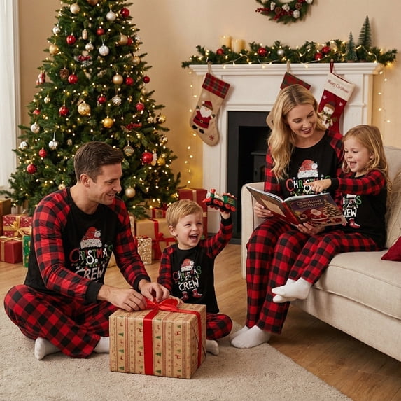 AIGUR Family Pajamas Matching Set Christmas Tree Print Raglan Sleeve ...