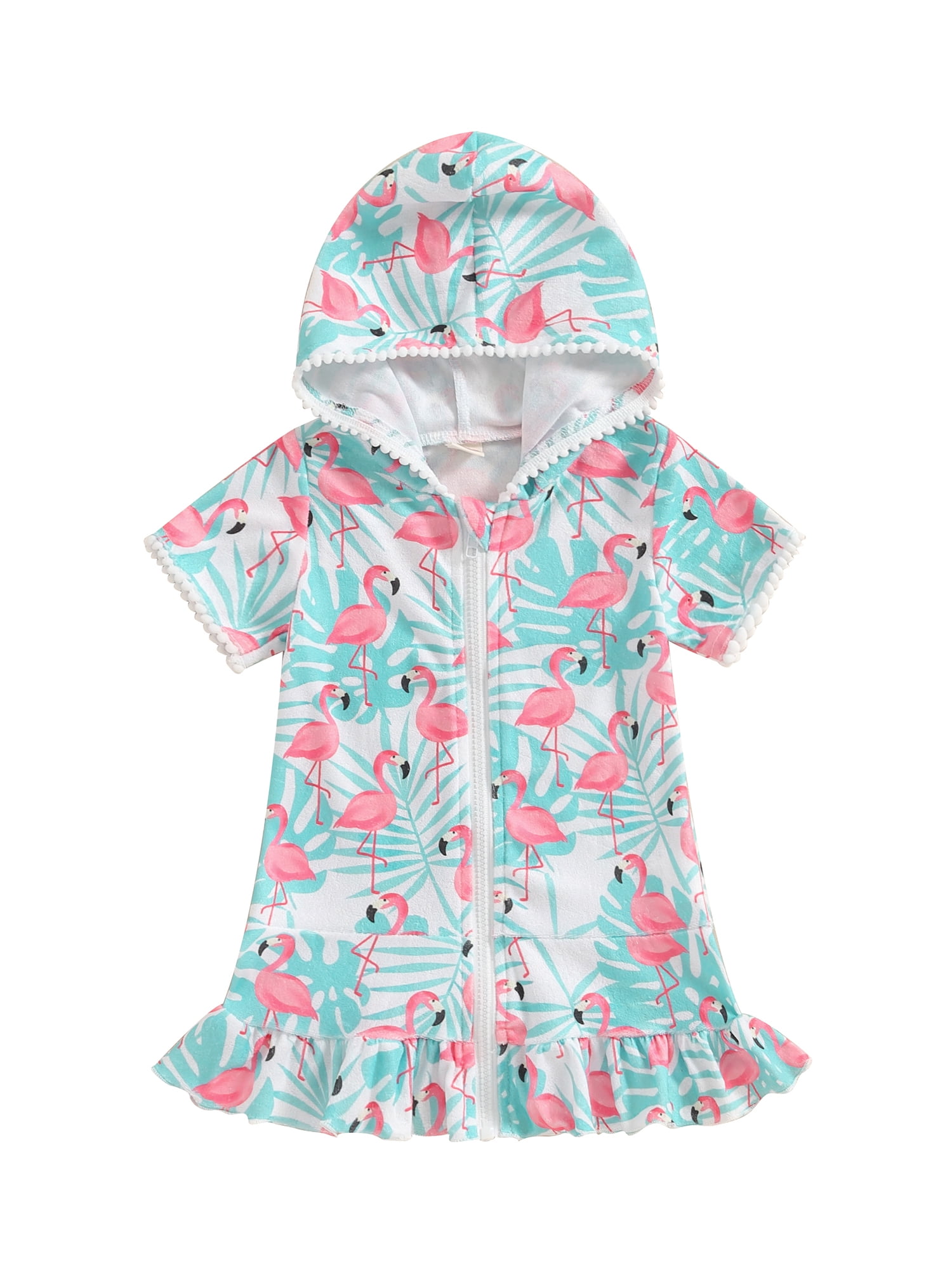 Argulvti Girl Beach Dress, Polyester Short Sleeve Hooded Zipper Closure ...