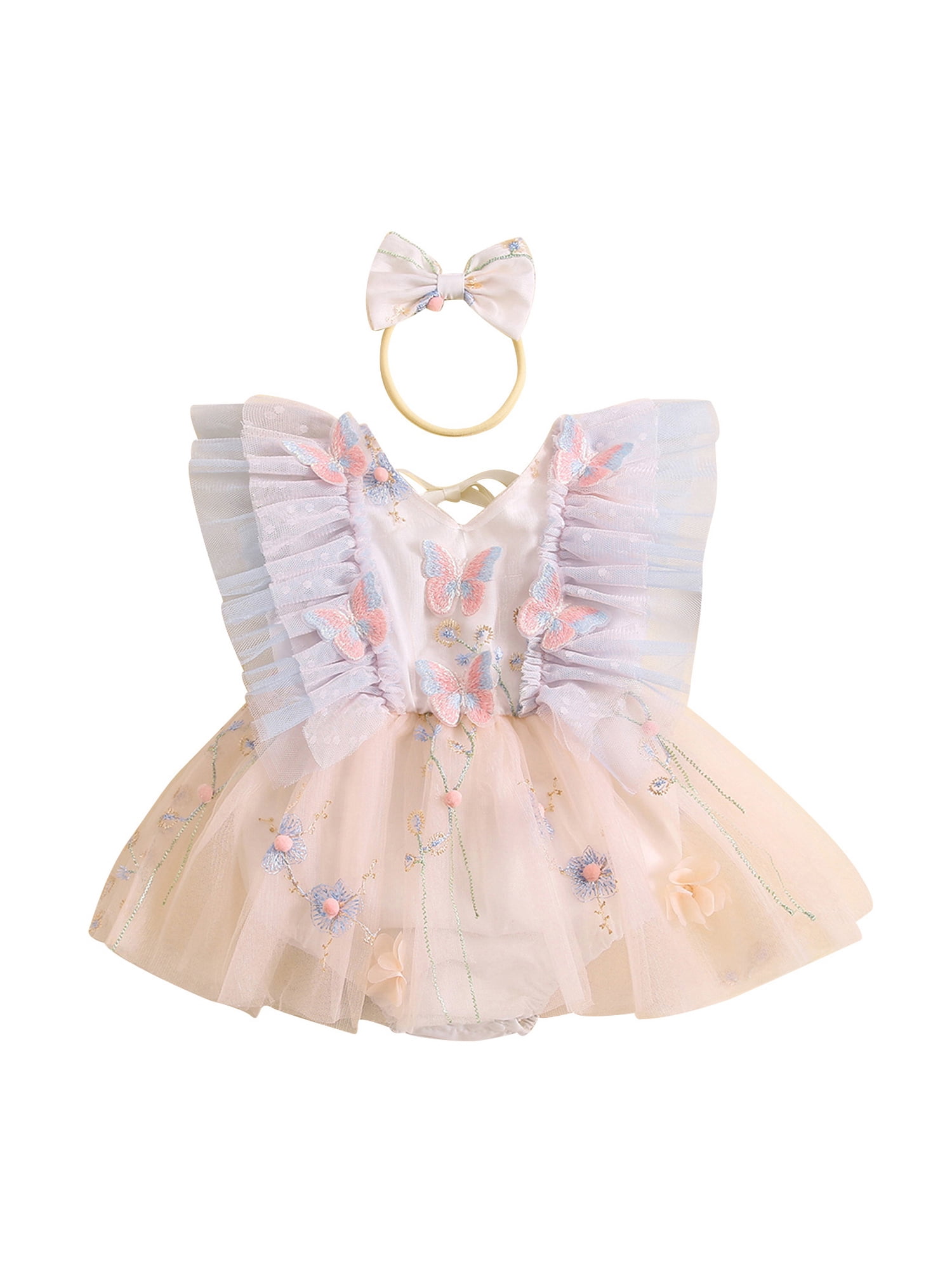 AIGUR Infant Baby Girl 2 Piece Summer Set, 3D Butterfly Flower ...