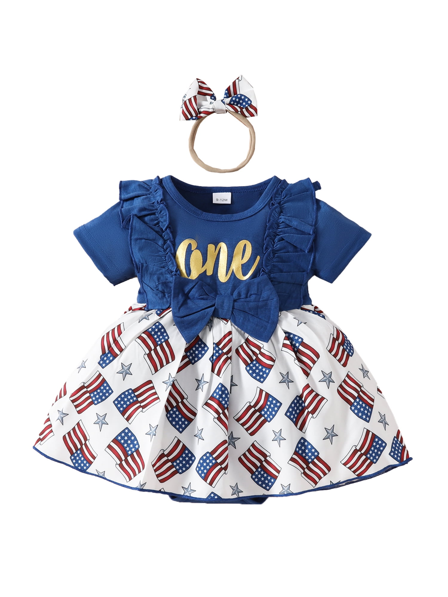 Argulvti Infant Baby Girls 4th of July Outfit, Short Sleeve Flags ...