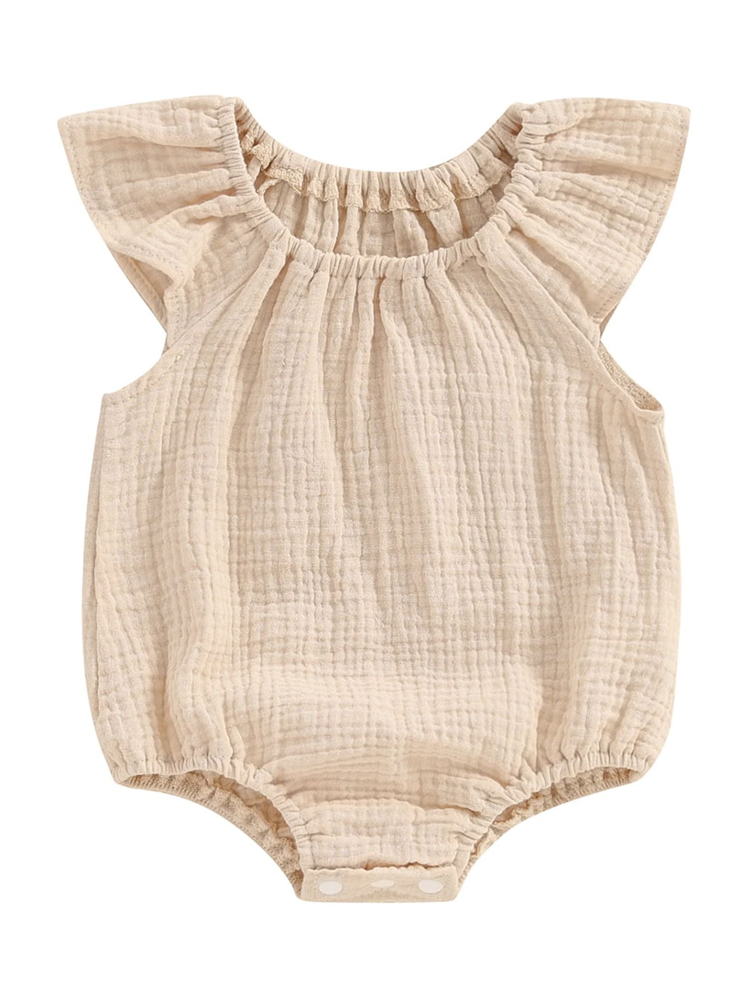 Argulvti Infant Baby Girls Romper, Summer Cotton Sleeveless Off ...