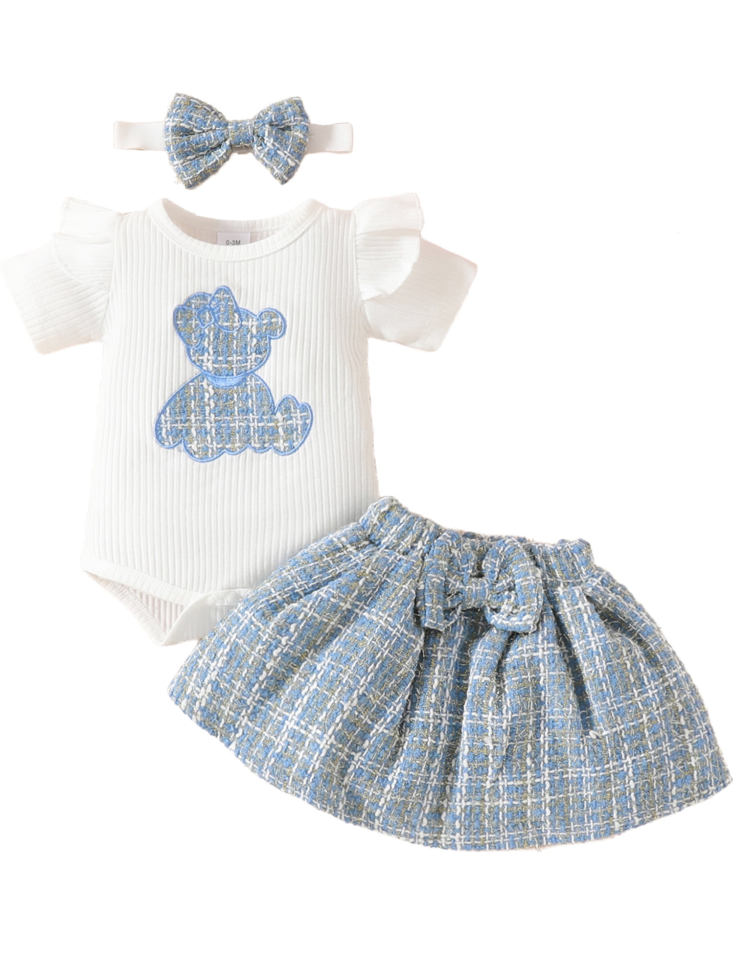 Argulvti Infant Baby Girls Skirt Polyester Outfits Bear Embroidery ...