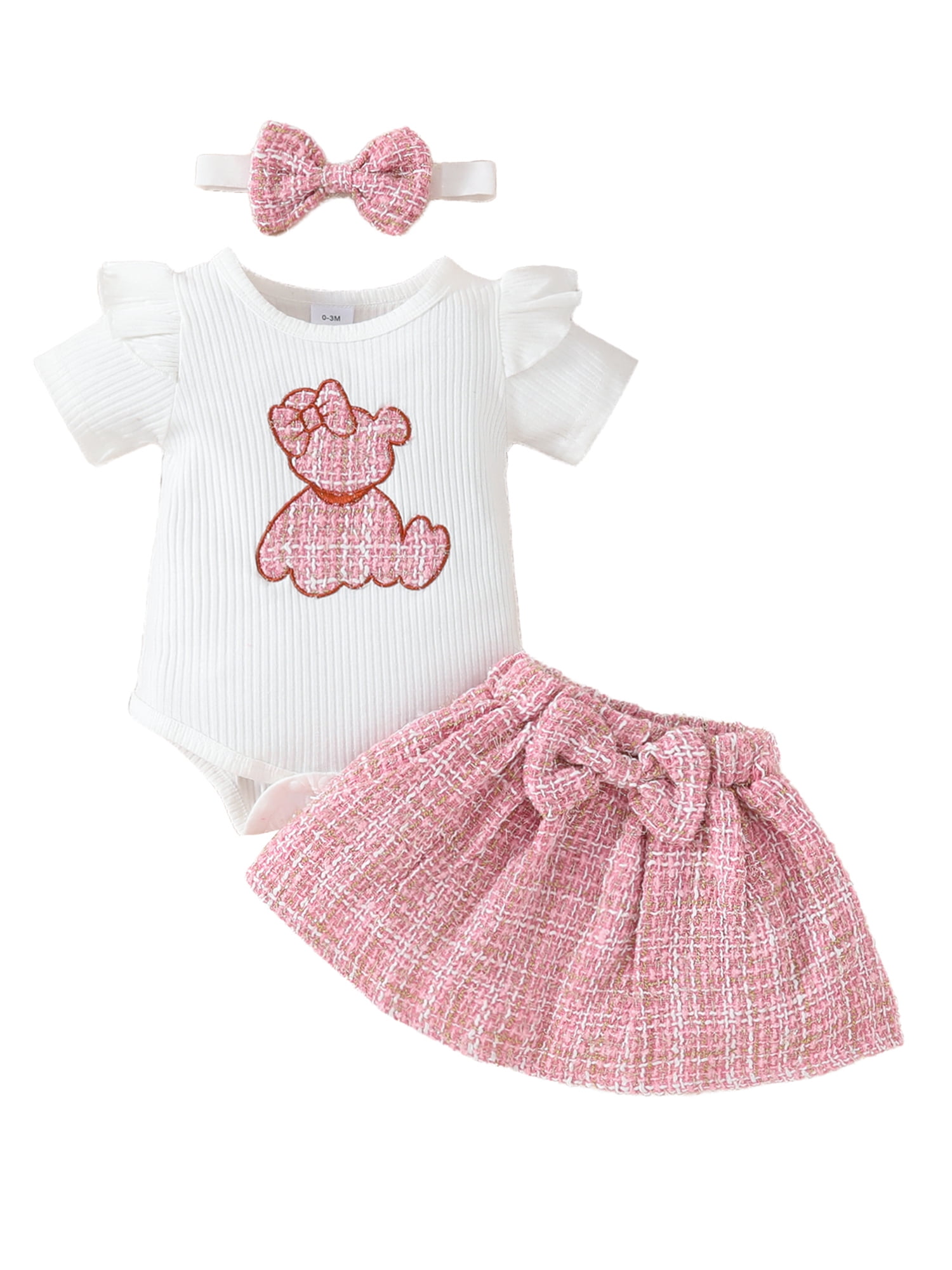Argulvti Infant Baby Girls Skirt Polyester Outfits Bear Embroidery ...