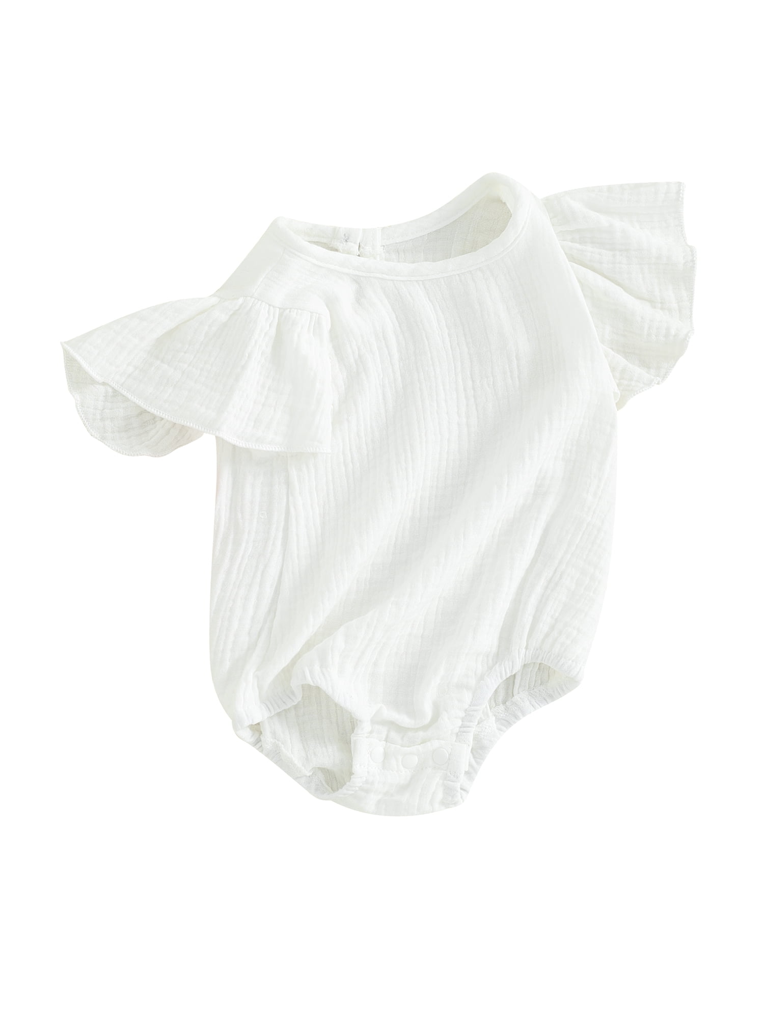 Argulvti Infant Baby Girls Summer Leisure Rompers Solid Color Round ...