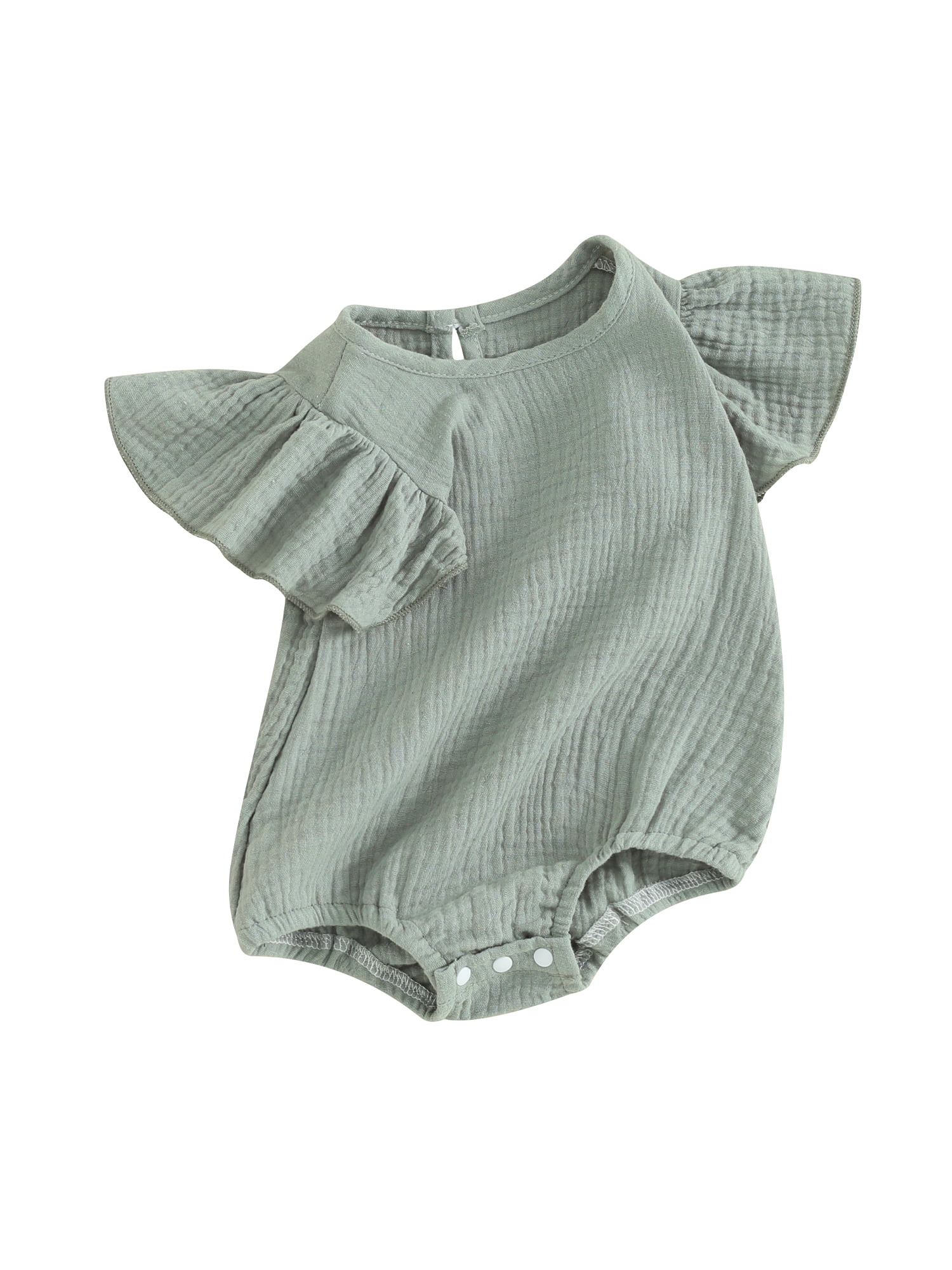 Argulvti Infant Baby Girls Summer Leisure Rompers Solid Color Round ...