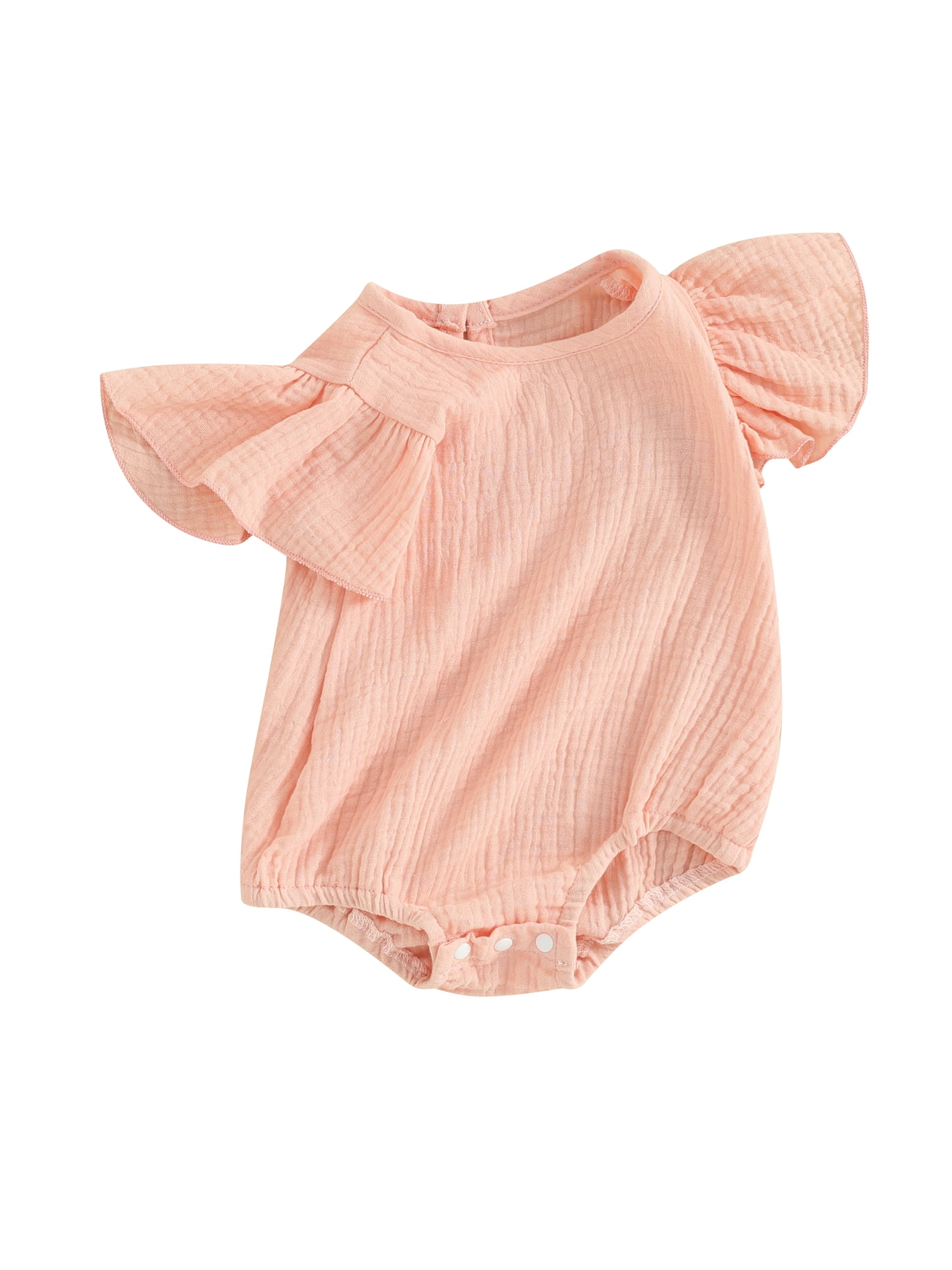 Argulvti Infant Baby Girls Summer Leisure Rompers Solid Color Round ...