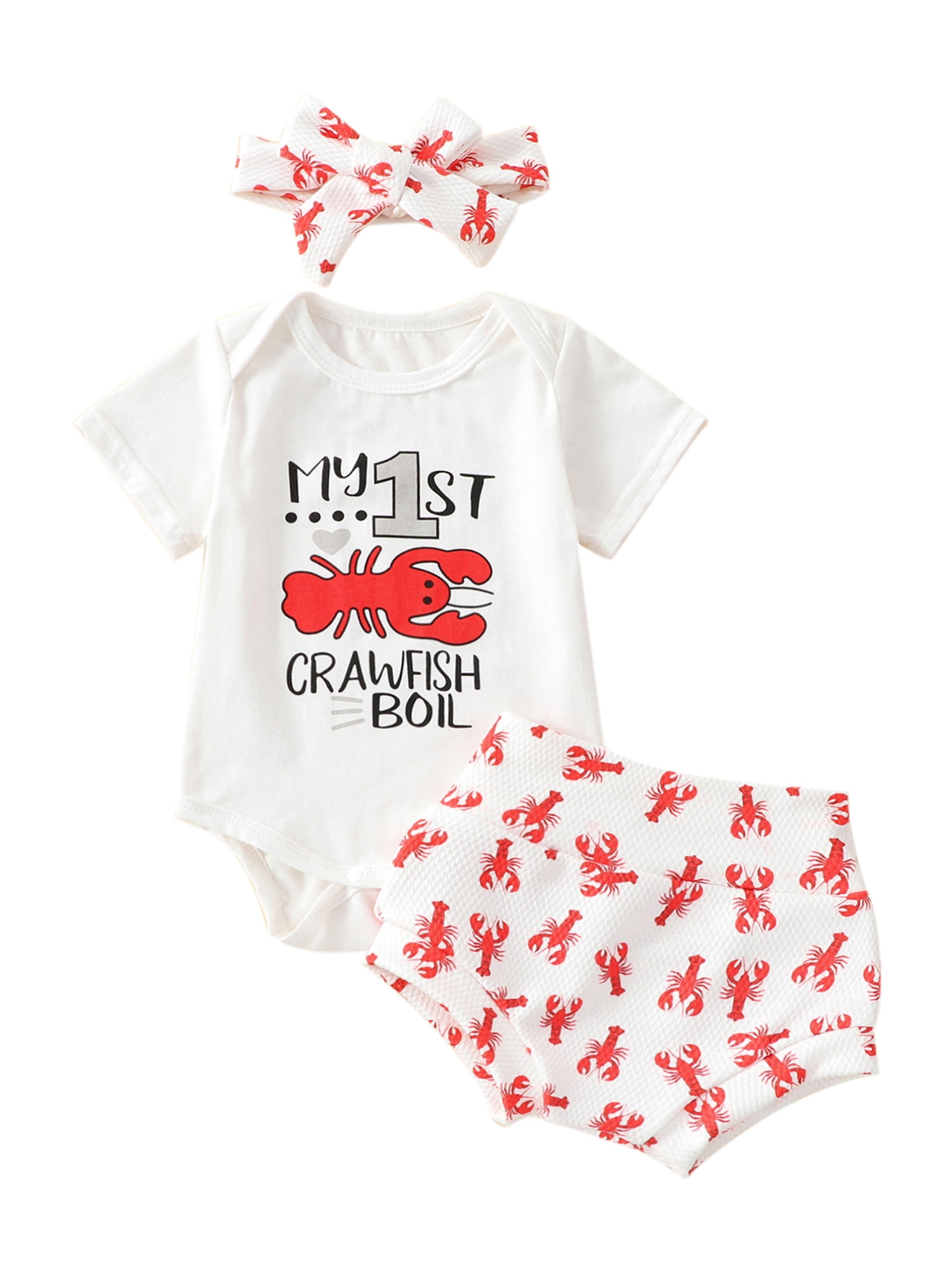 Argulvti Newborn Baby Girls Shorts Set Cotton Short Sleeve Romper ...