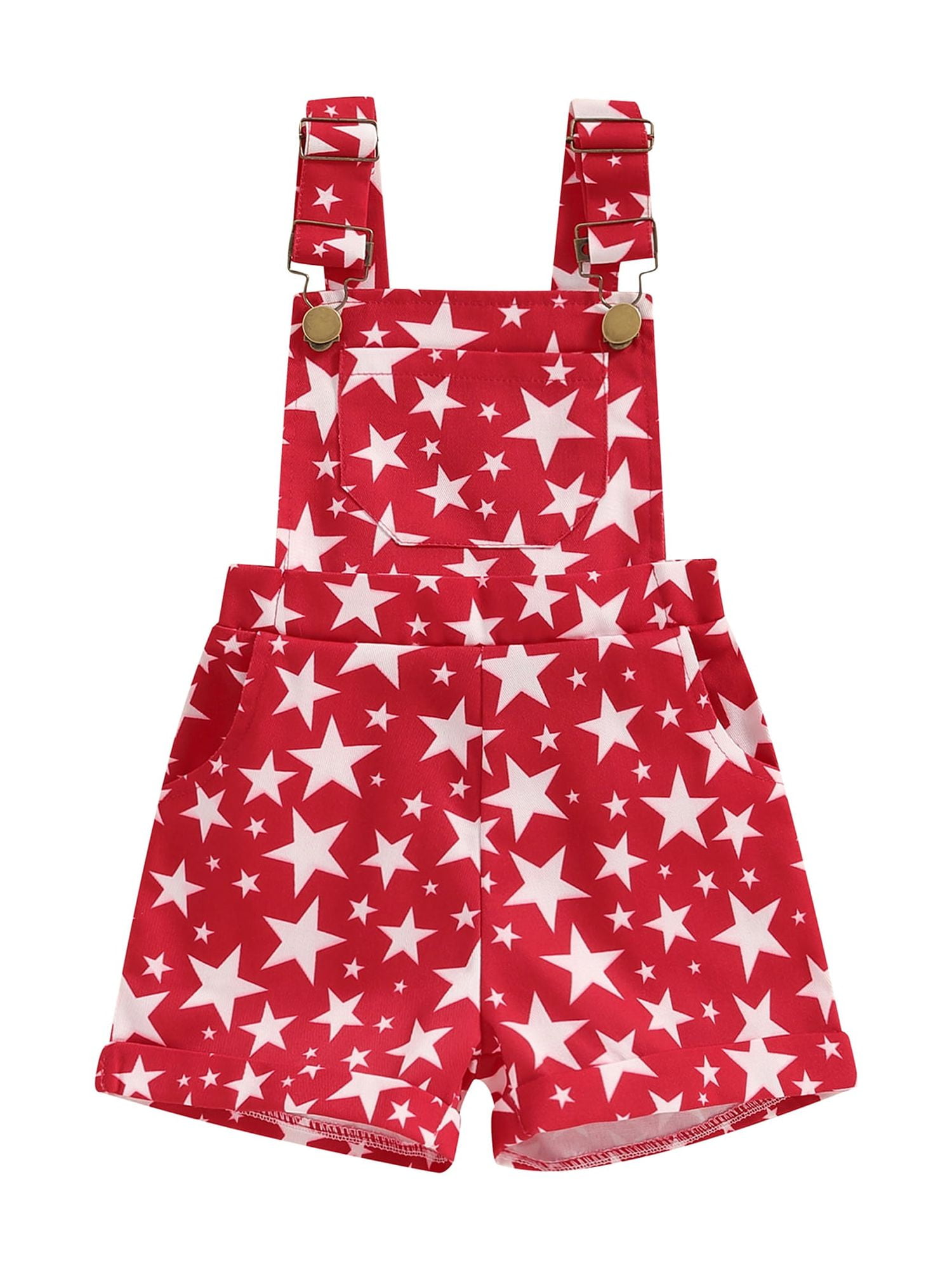 AIGUR Toddler Baby 4th of July Denim Overalls Polyester Star Print ...