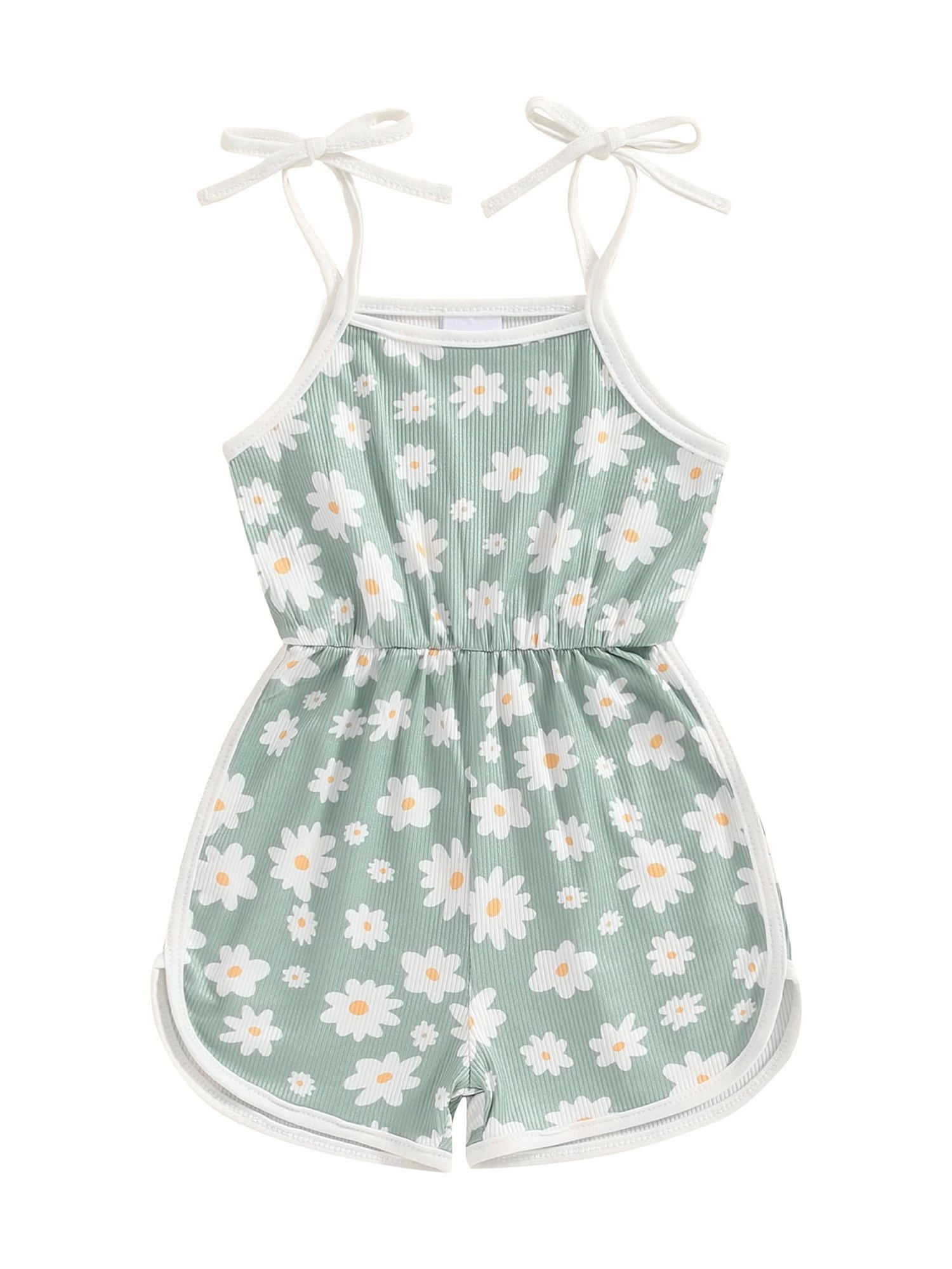 Argulvti Toddler Baby Girl Summer Jumpsuit Polyester Sleeveless Square ...