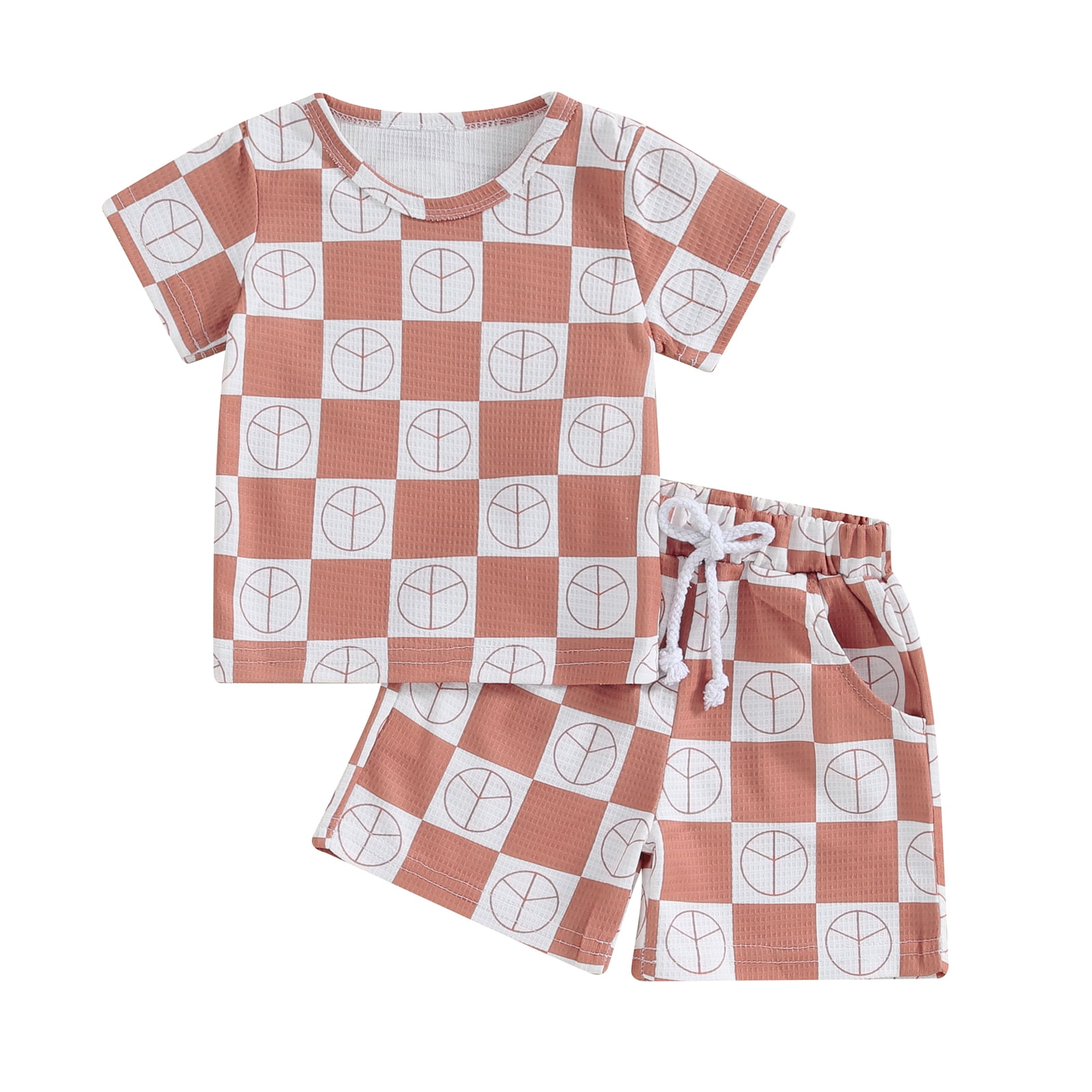AIGUR Toddler Baby Summer Clothes Girls Boys Clothing Set Checkerboard ...