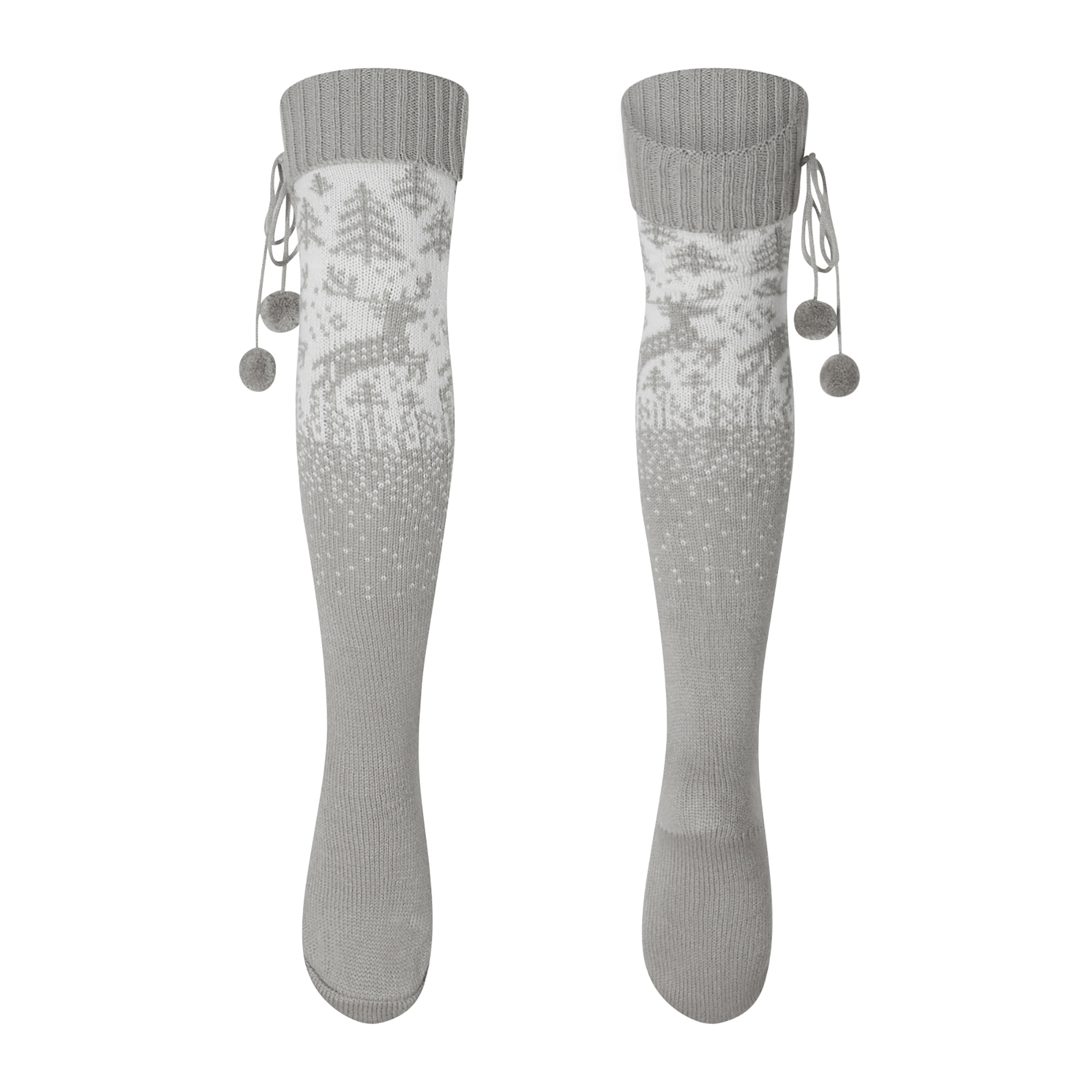 AIGUR Women Thigh High Stockings Warm Knit Socks Christmas Elk Print ...
