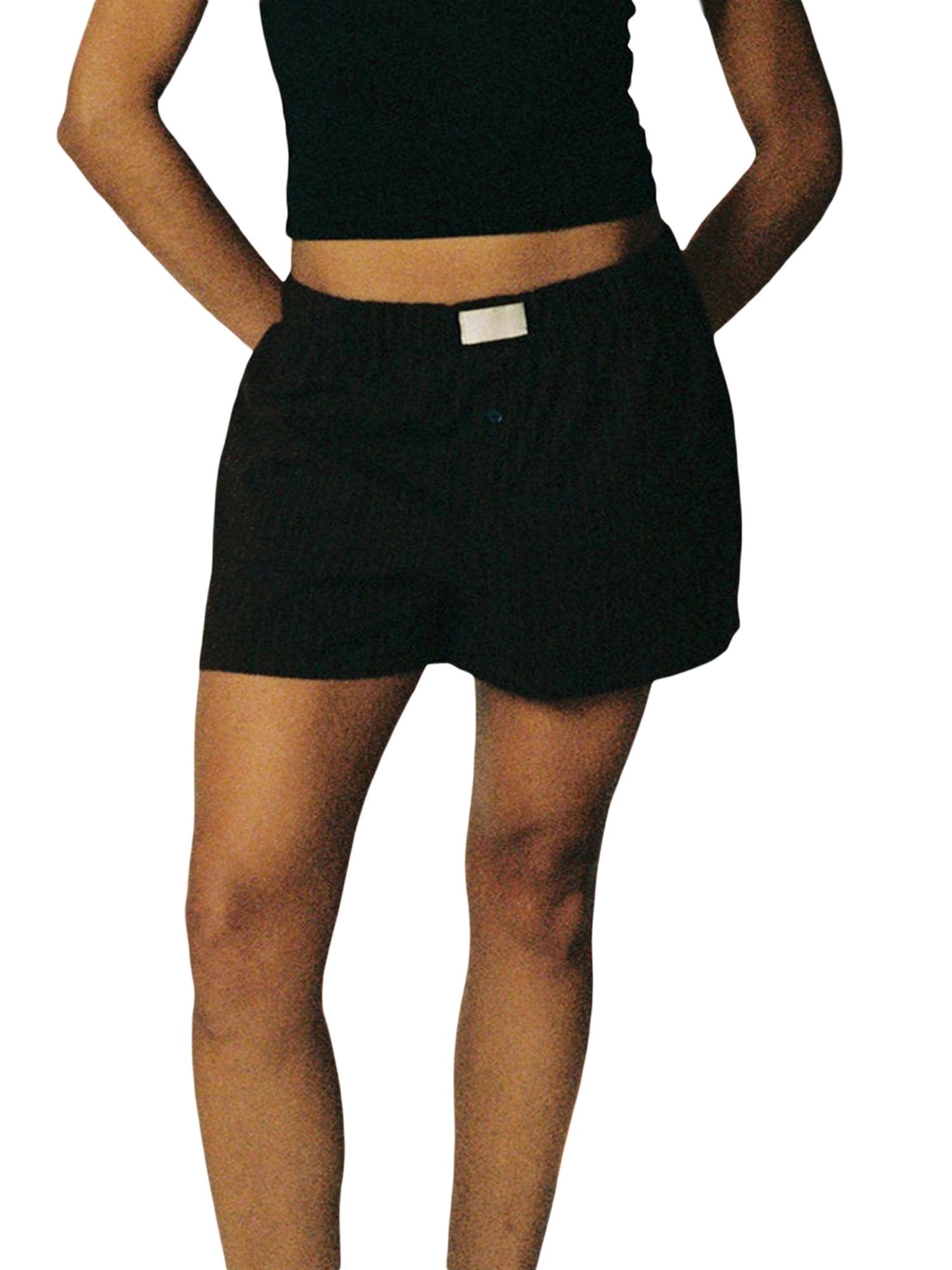 Argulvti Women's Summer Casual Pajama Shorts Elastane Elastic Band Wide ...