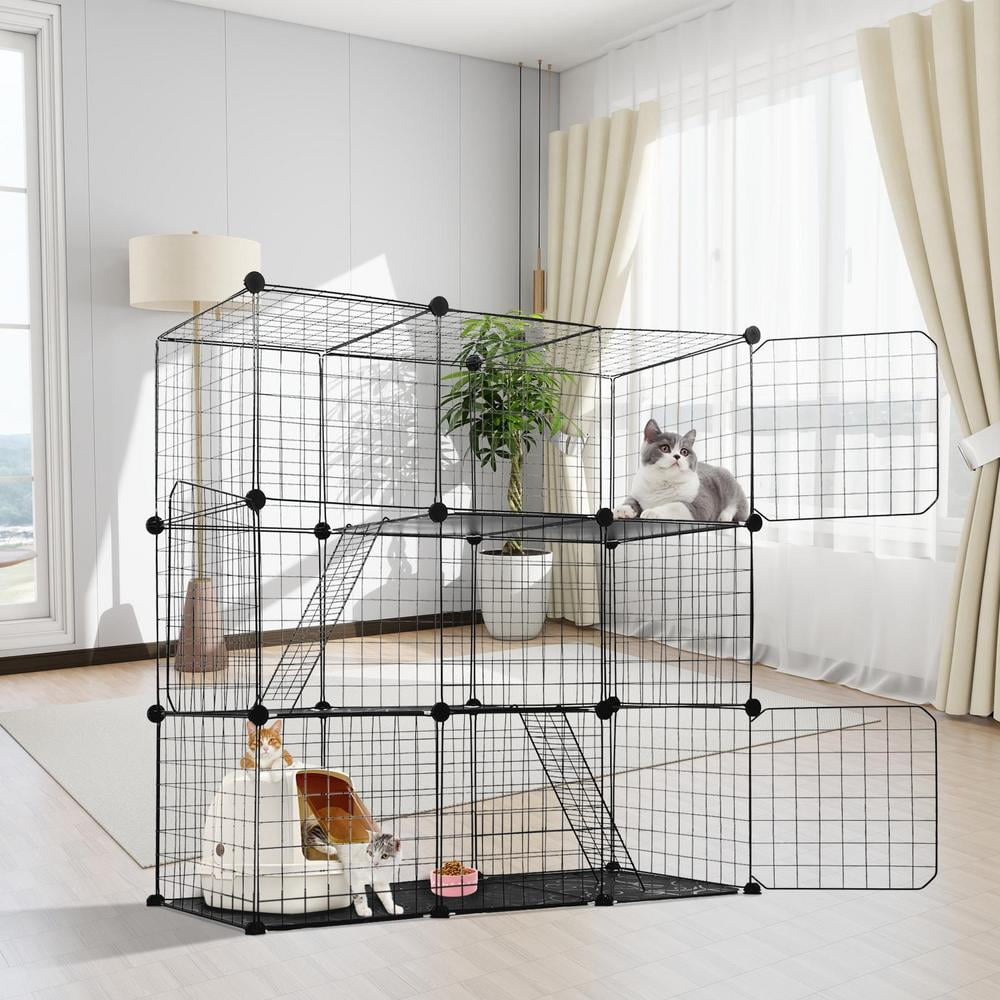 AIHOME 3-Tier Cat Enclosure ,Cat Cage Indoor Cat Enclosures DIY Cat ...