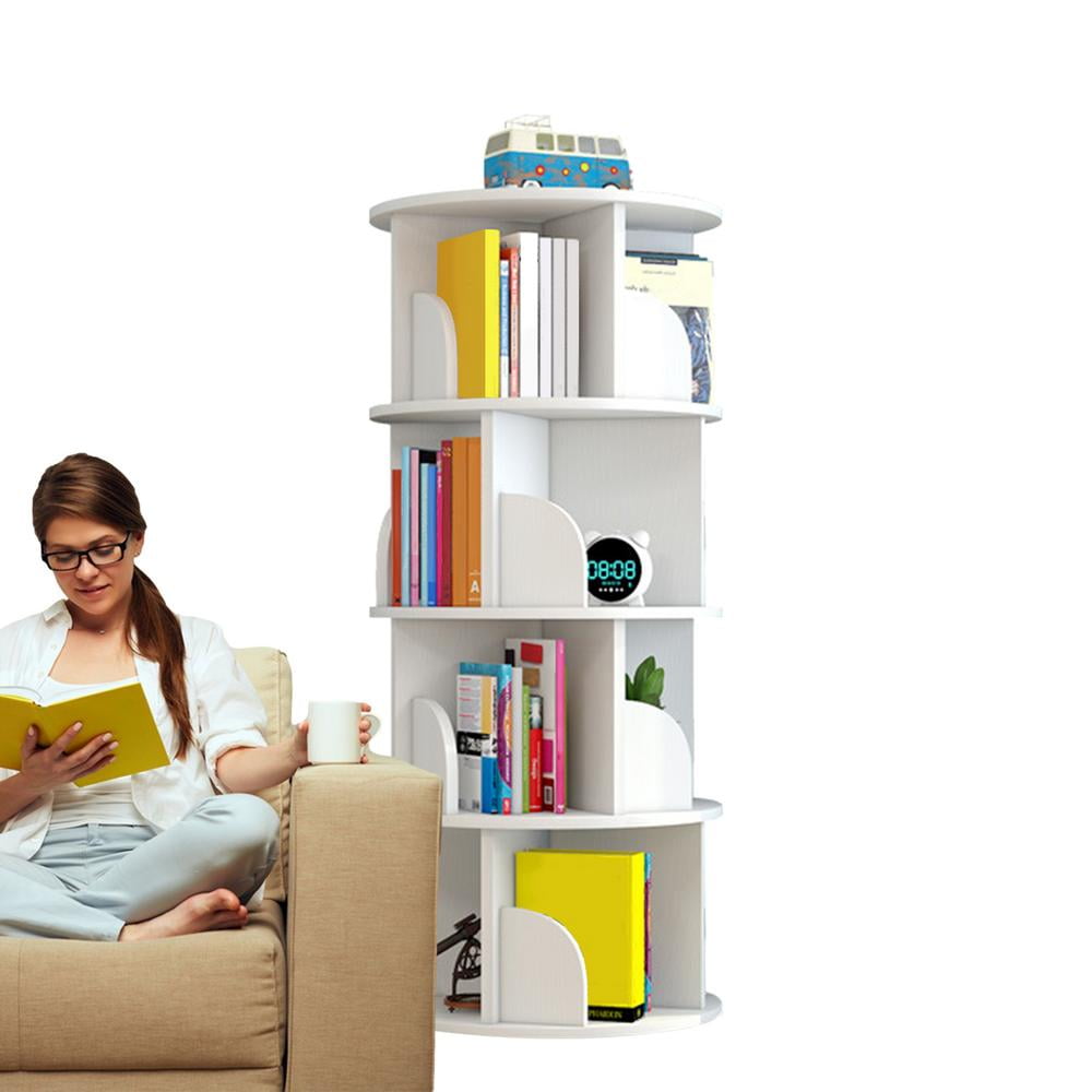 AIHOME 360 Rotating Bookshelf Small Corner Bookcase 4 Tier Space-Saving ...