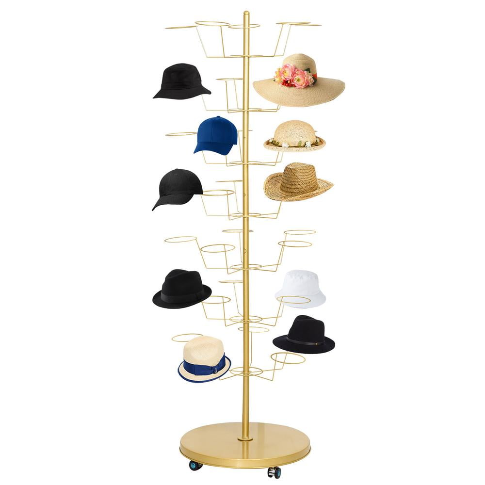 AIHOME Freestanding Hat Display Rack 7-Tier Gold Metal Standing Hats ...
