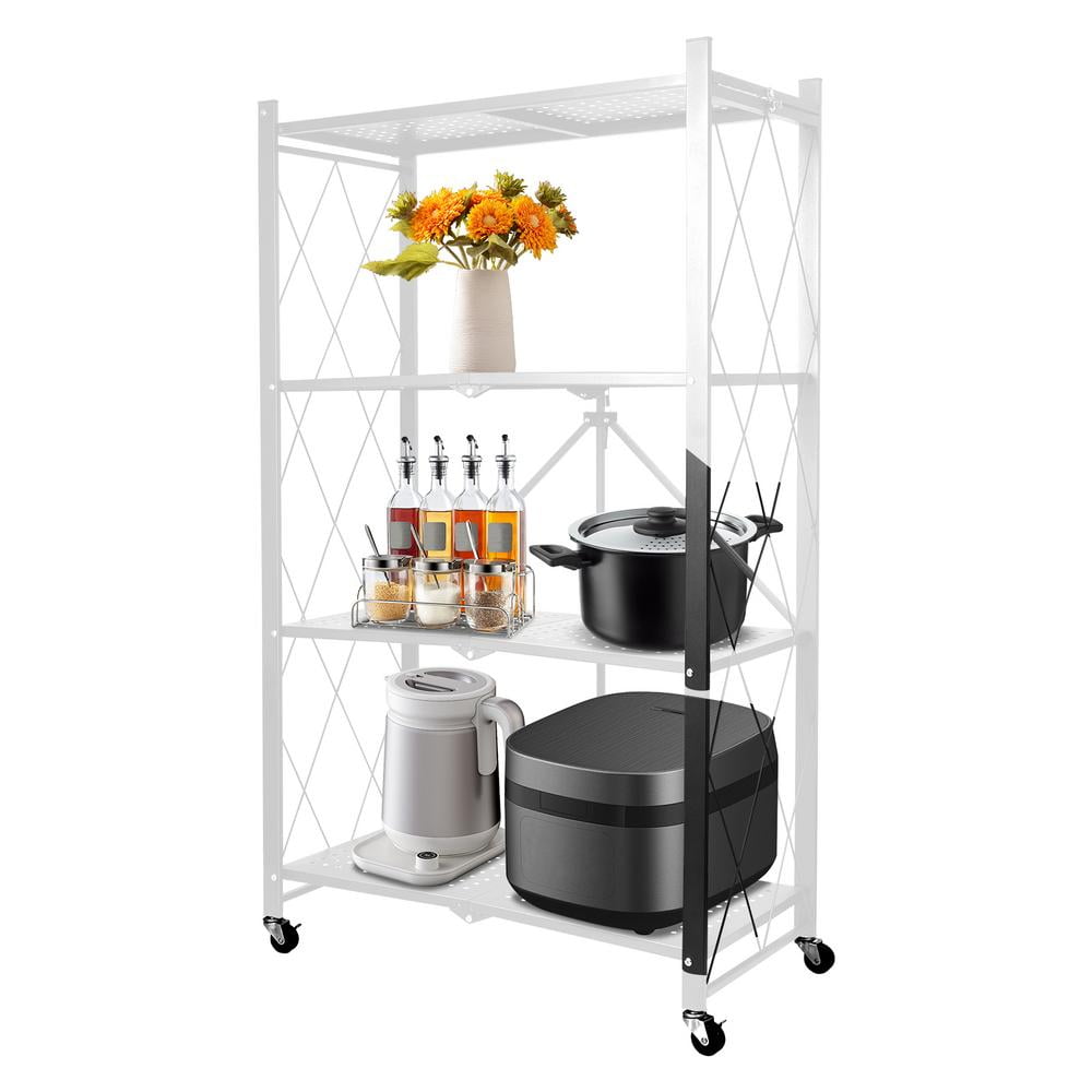 AIHOME Heavy Duty Rolling Shelves Metal Rolling Utility Cart 4 Tier ...