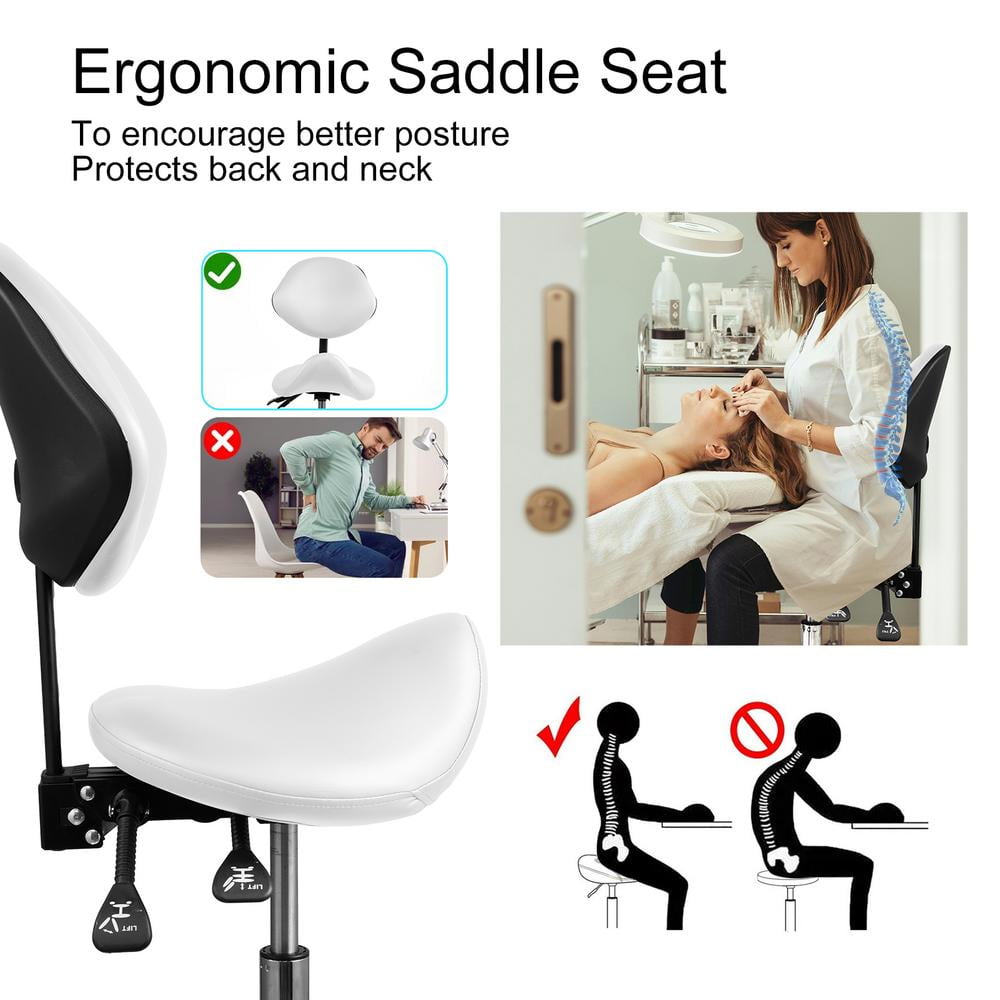 AIHOME Saddle Stool with Wheels Rolling Adjustable Stool Chair for ...