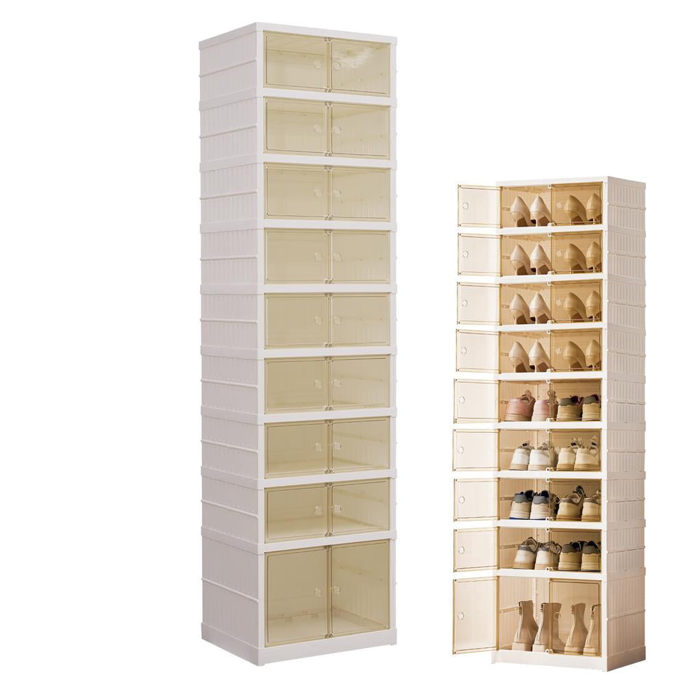 AIHOME Shoes Organizer 9 Layers Foldable Shoe Boxes Space-Saving Shoe ...