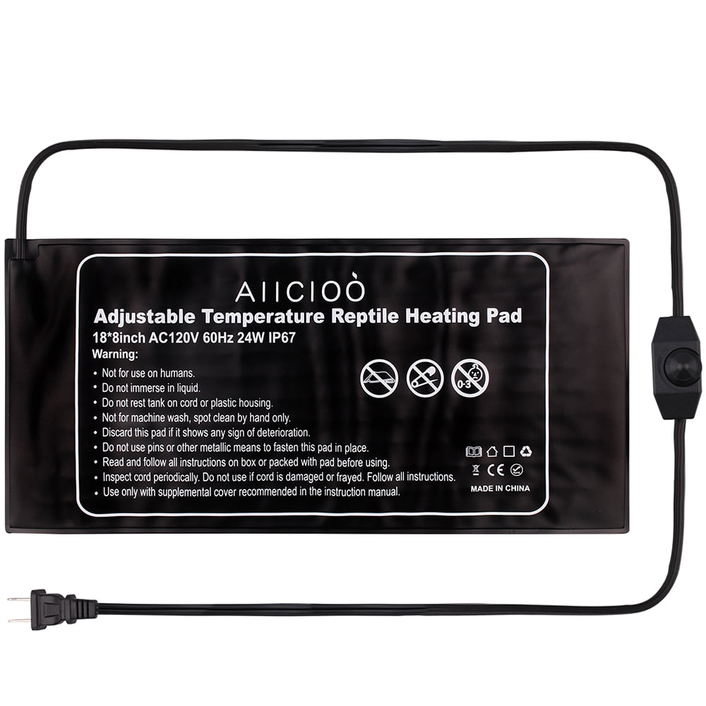 AIICIOO Reptile Heating Pad Adjustable Under Tank Heater 24 Watts PVC ...