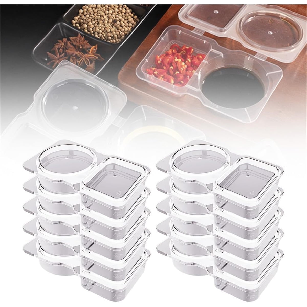 Double Compartment Condiment Container, 2025 New Reusable Snack ...
