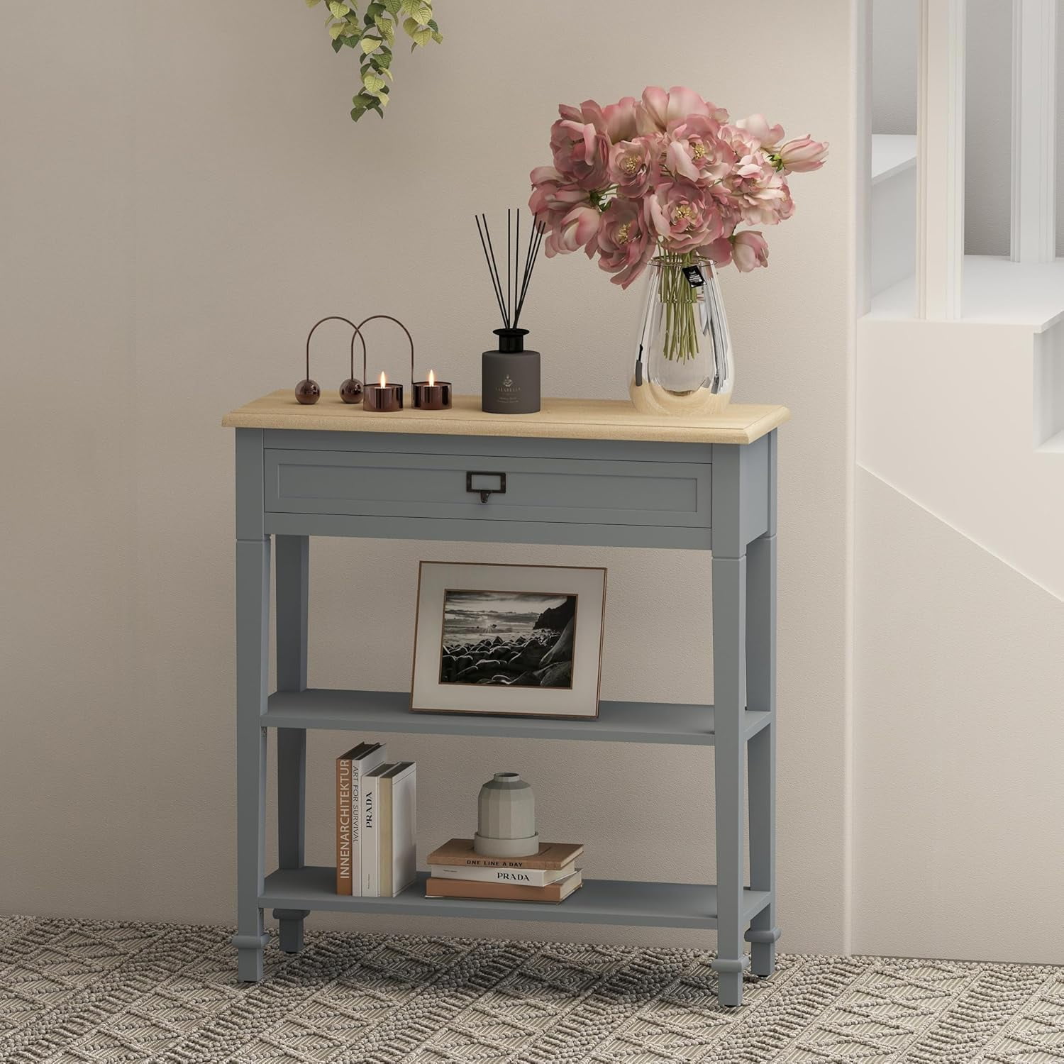 AIIT Console Tables for Entryway Classical 3-Tier Shelves Sofa Wooden ...