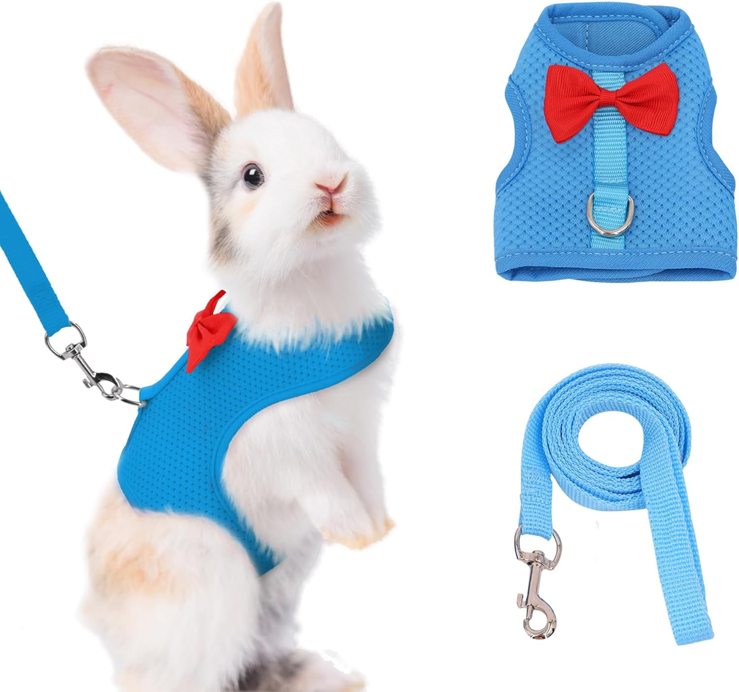 AIITLE Rabbit Harness and Leash Set with Cute Bow, Soft Breathable Mesh ...