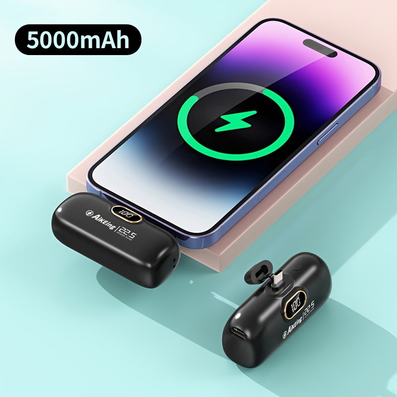 AIKEING 5000/5800mAh Mini Portable Charger, Built-in Type-C Connector ...